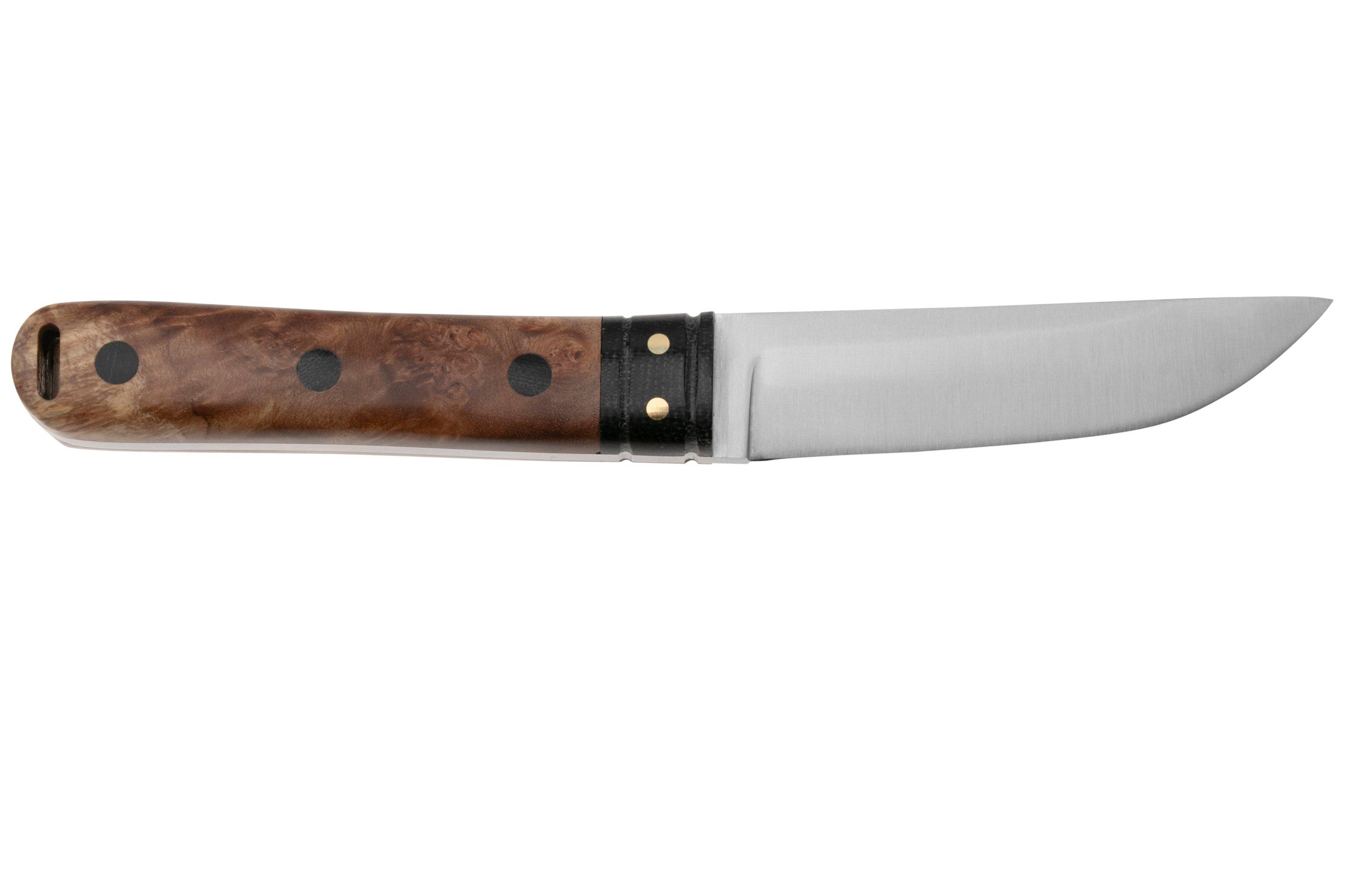 Bark River Kitsune CPM 154 Natural Maple Burl Black Micarta Bolster and ...