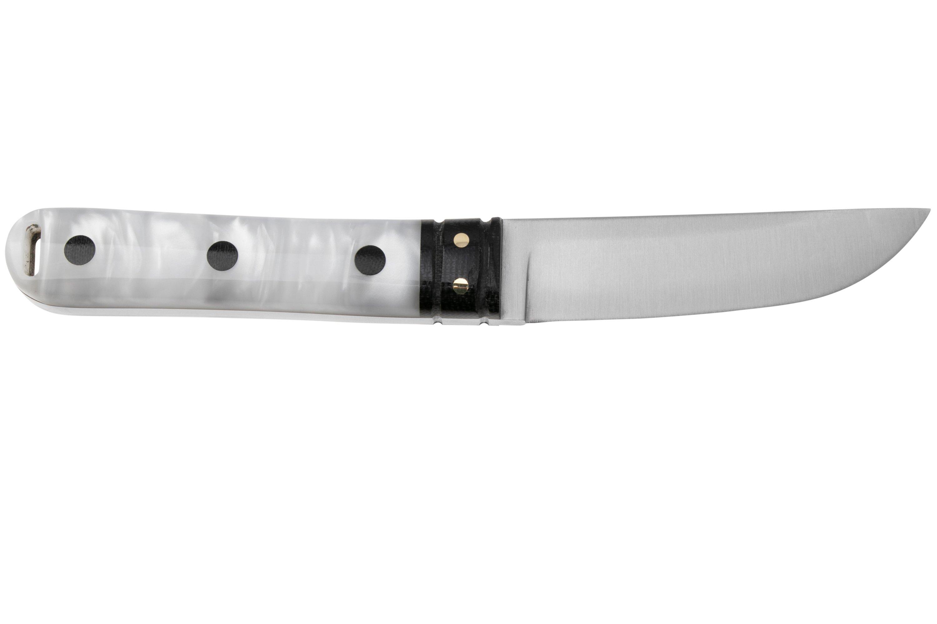Bark River Kitsuné Tanto CPM 154 White Pearl Kirinite Black Micarta ...