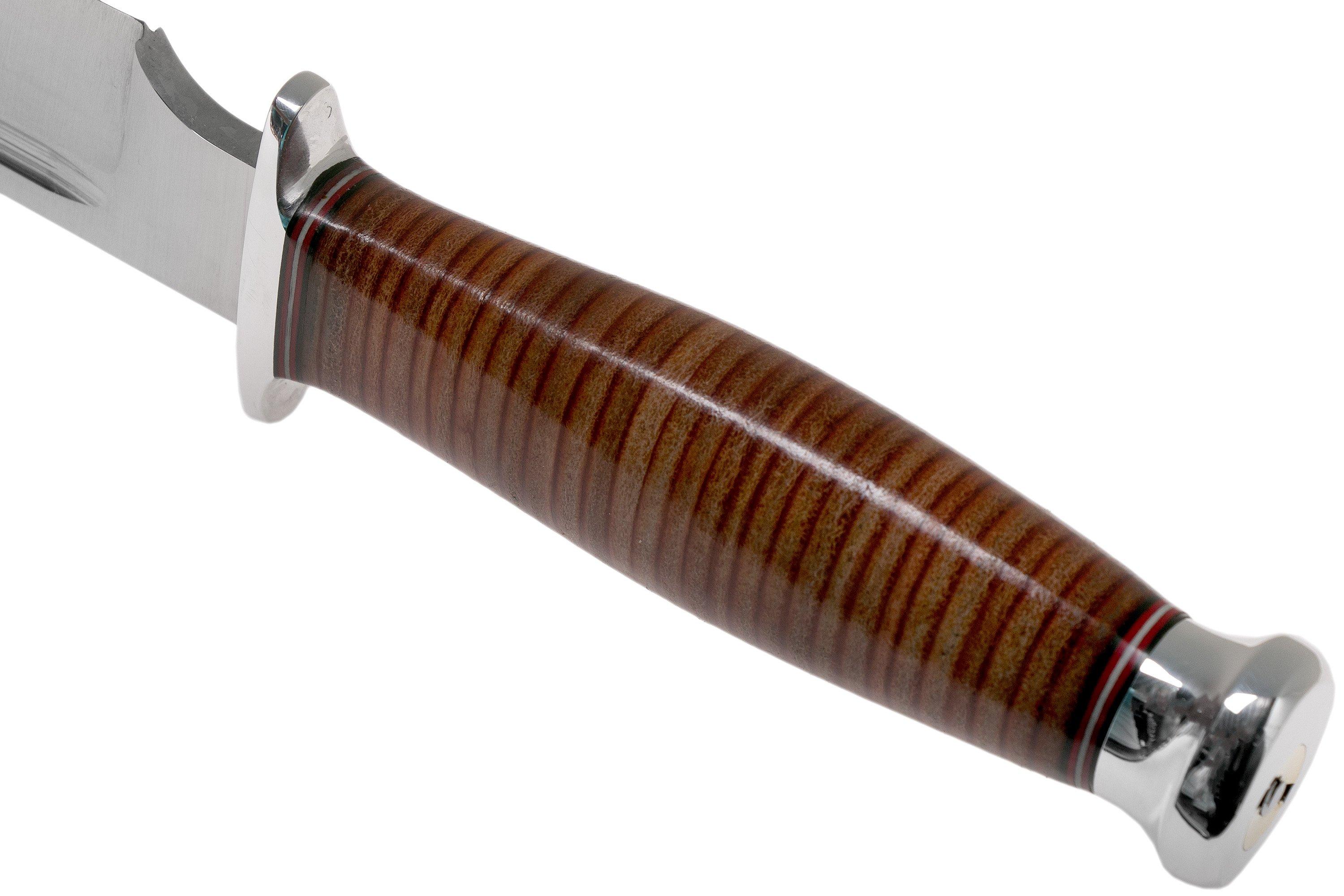 Bark River Teddy A2 Stacked Leather, Double Quillion outdoor knife ...