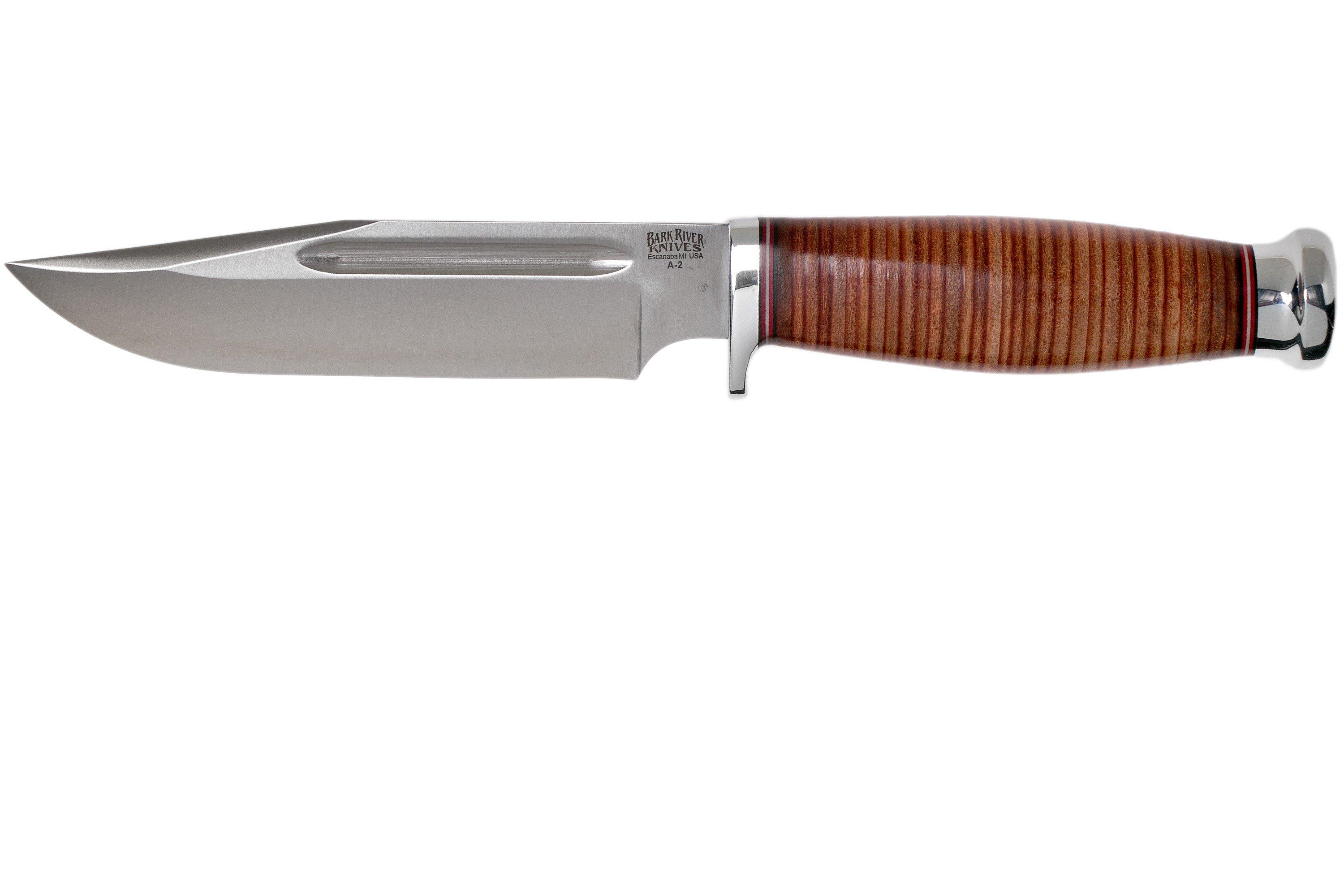 Bark River Teddy A2 Stacked Leather, Single Quillion outdoor knife ...
