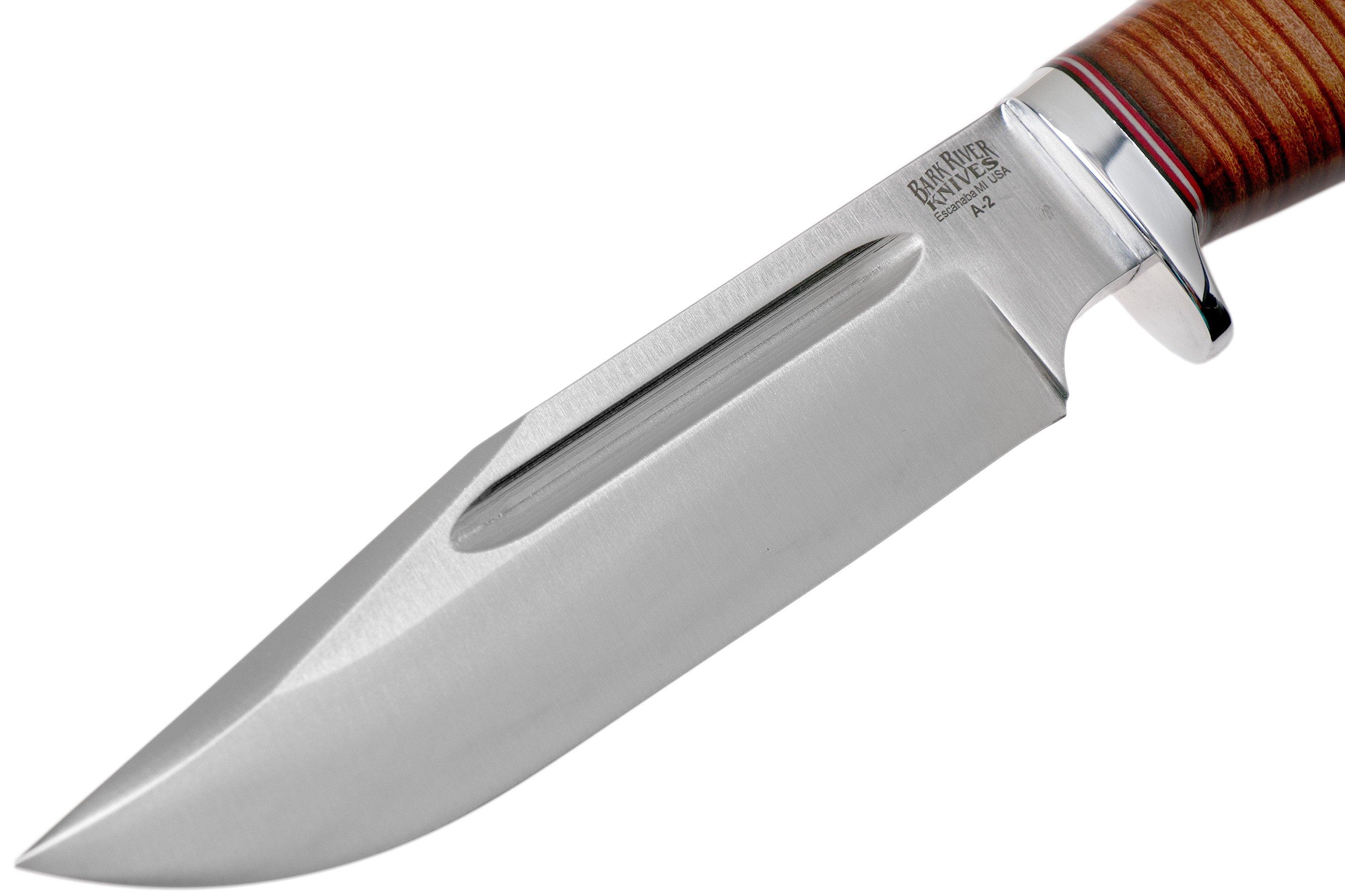 Bark River Teddy A2 Stacked Leather, Single Quillion outdoor knife ...