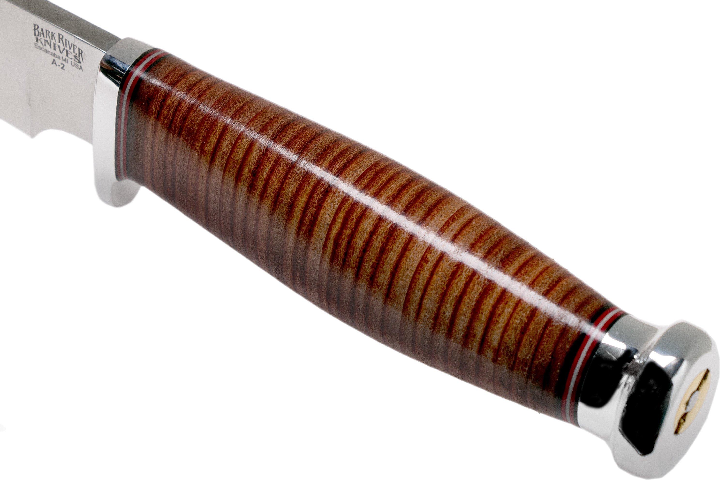 Bark River Teddy A2 Stacked Leather, Single Quillion outdoor knife ...