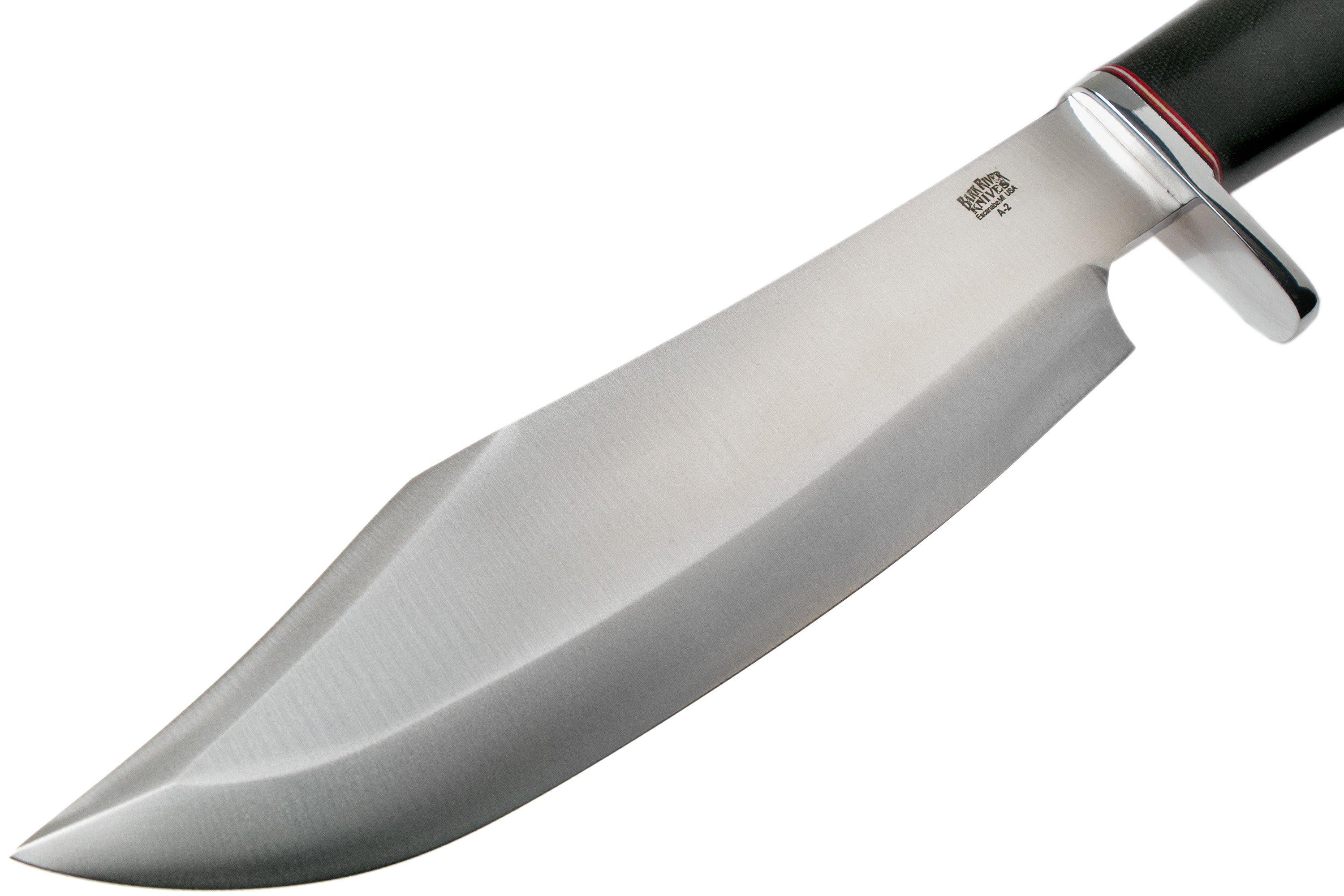 Bark River Shining Mountain Bowie A2 Black Canvas Micarta, Single ...