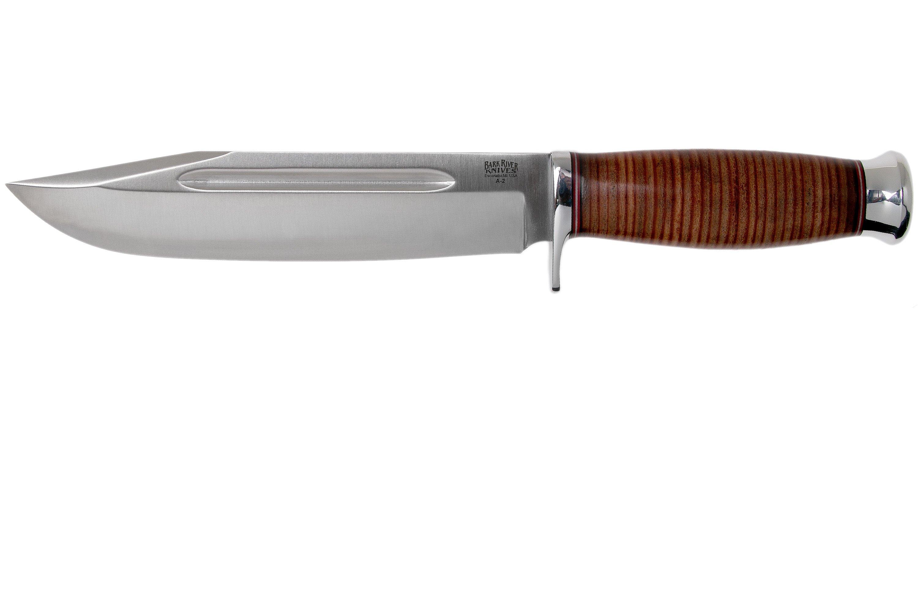 Bark River Teddy 2 A2 Stacked Leather Single Quillion outdoor knife ...