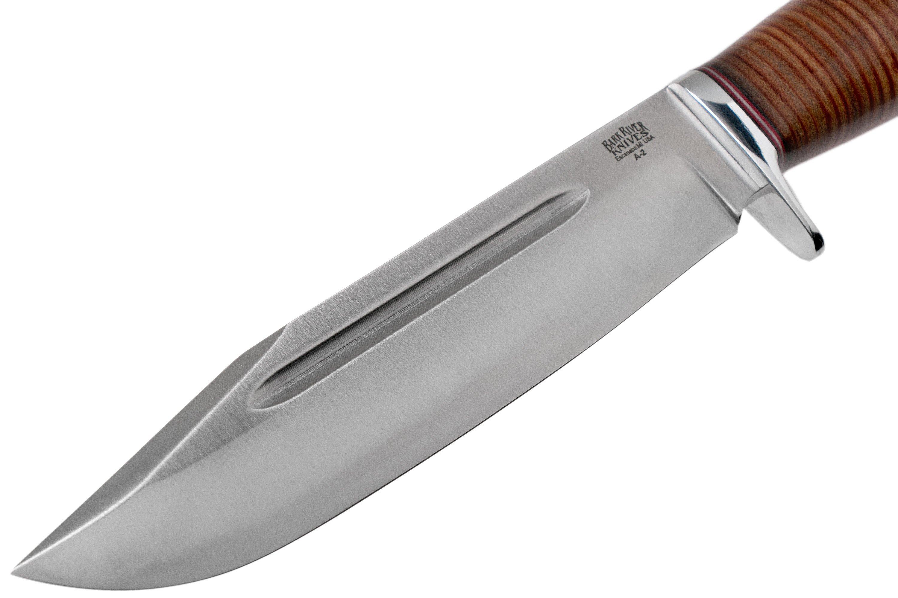 Bark River Teddy 2 A2 Stacked Leather Single Quillion outdoor knife ...