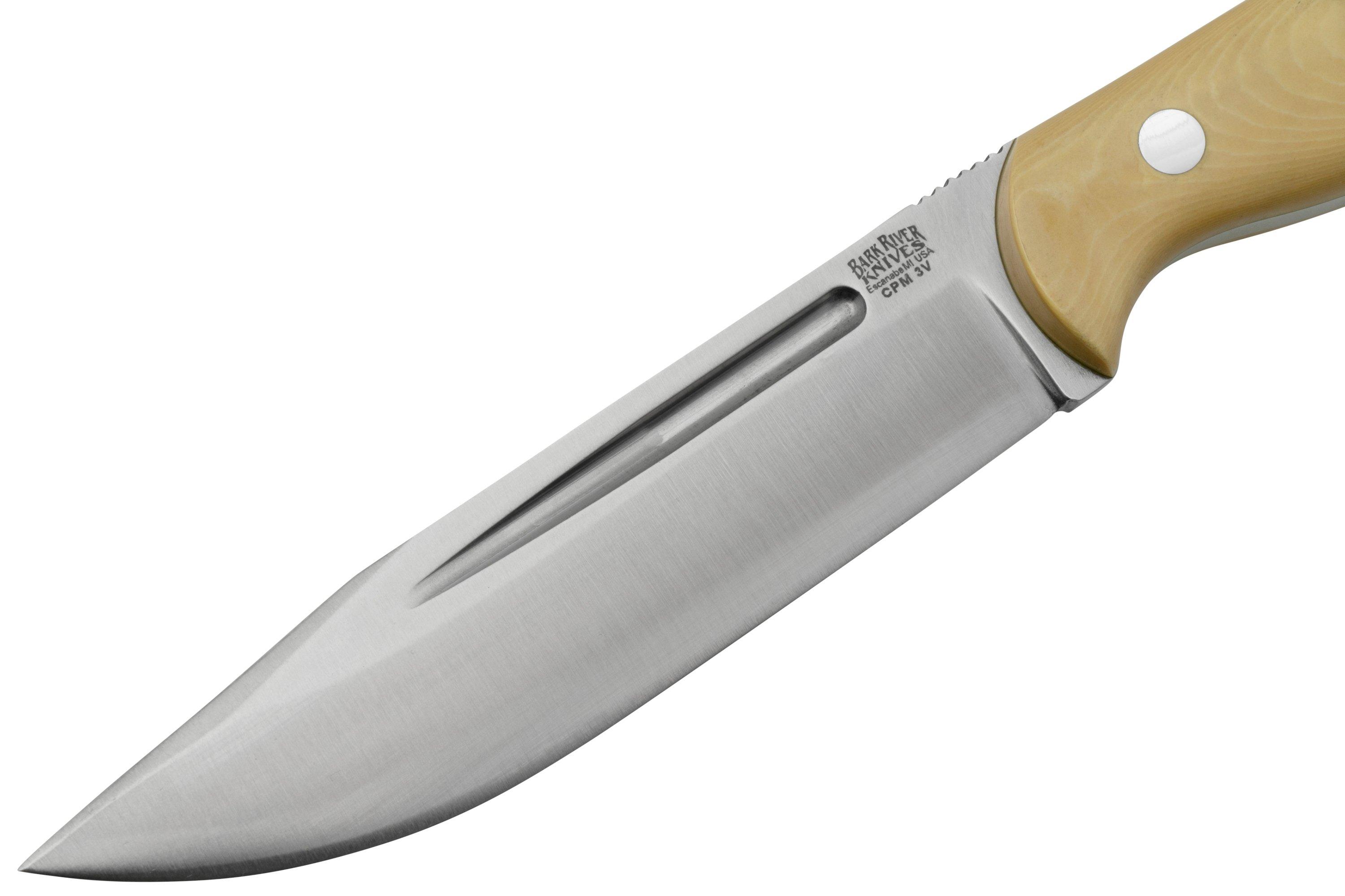 Bark River Cub CPM 3V Antique Ivory Micarta, bushcraft knife ...