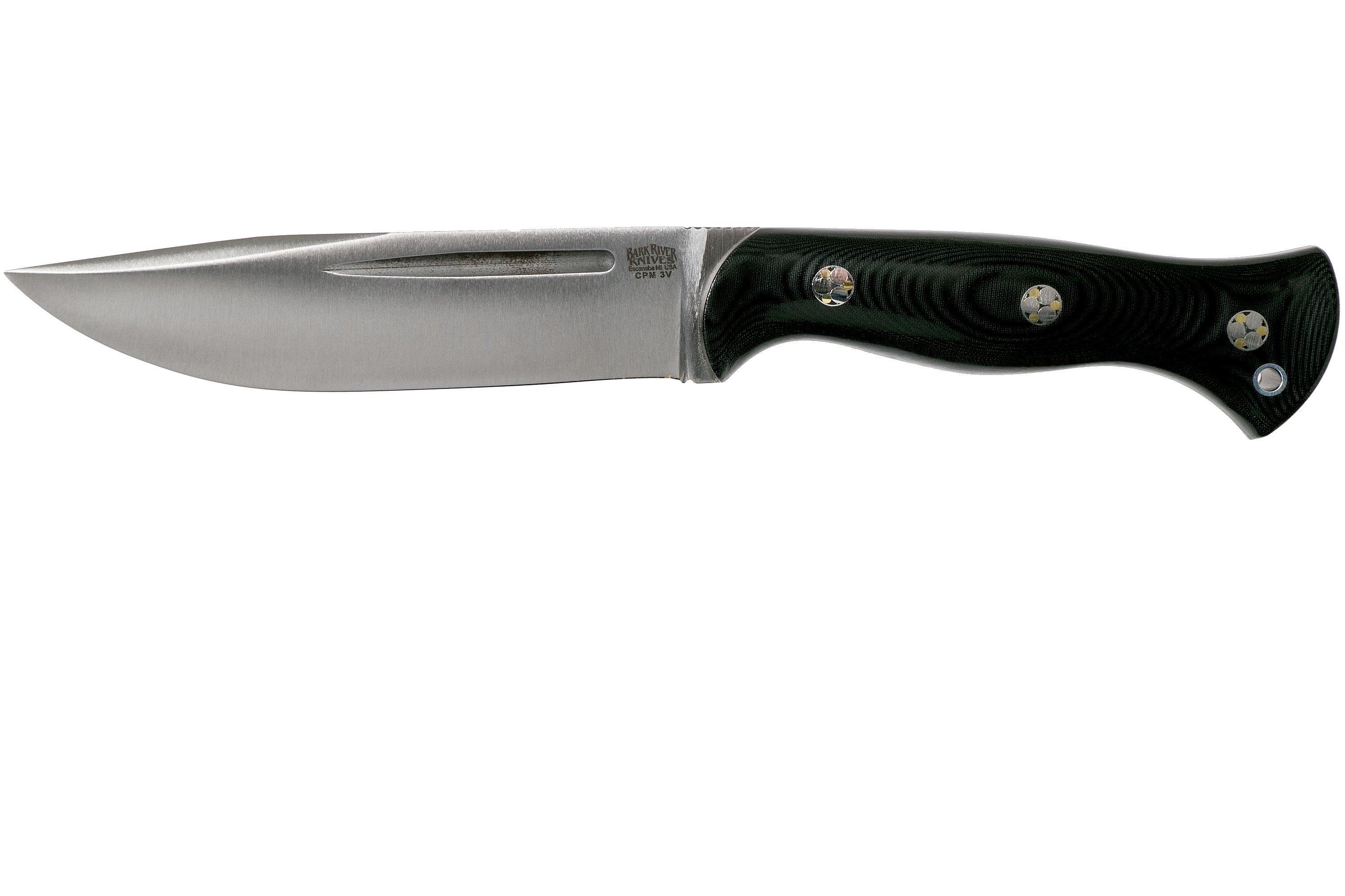 Bark River Cub CPM 3V, Black Linen Micarta, Mosaic Pins bushcraft knife ...