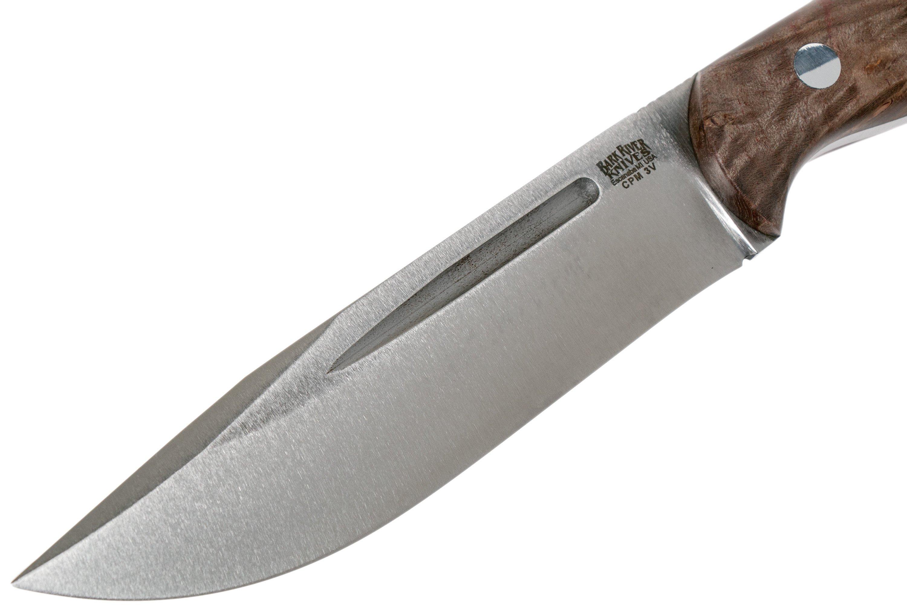 Bark River Cub CPM 3V, Hellfire Maple Burl, Mosaic Pin bushcraft knife ...