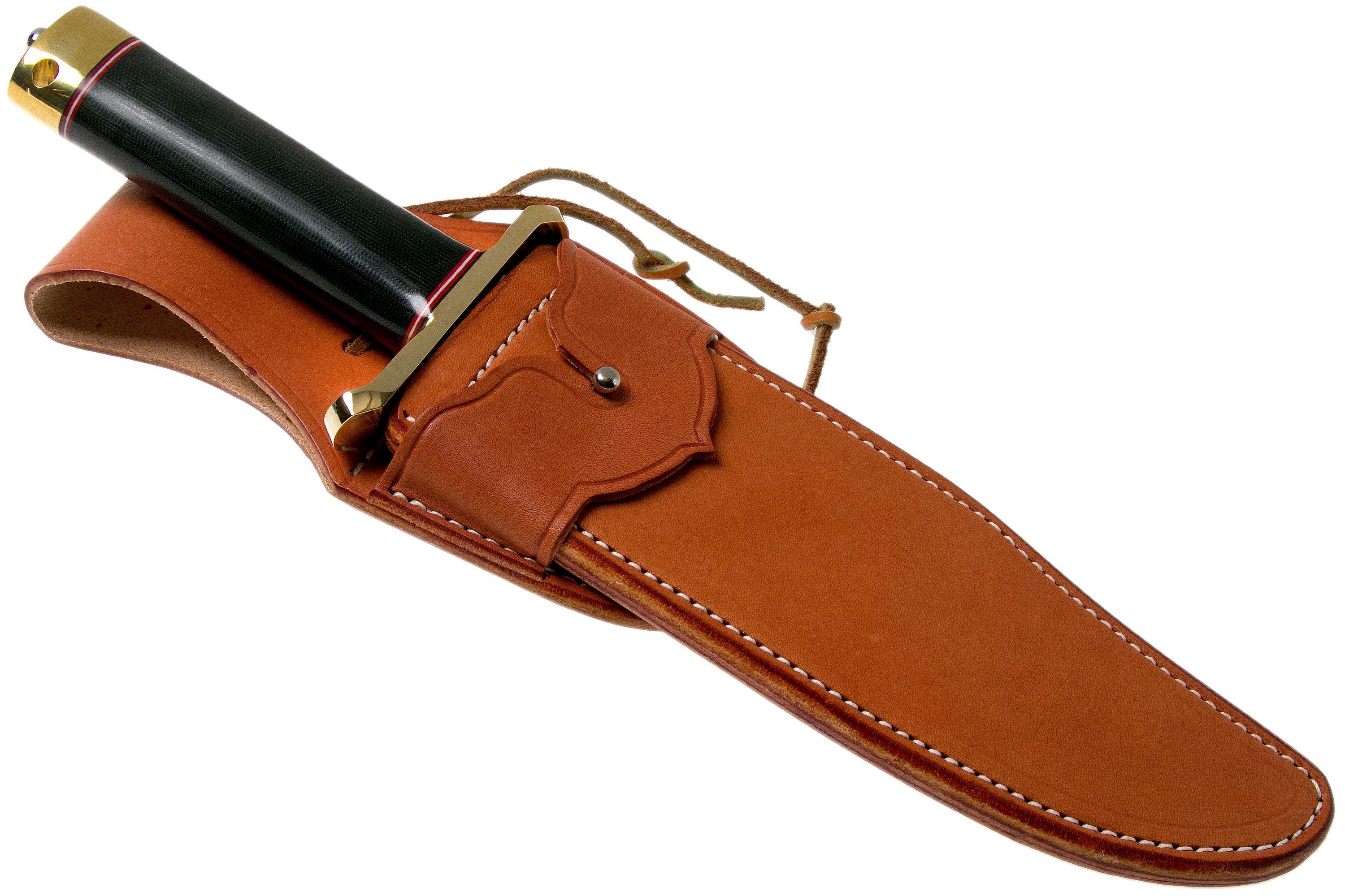 Bark River V-44 Bowie A2 Black Canvas Micarta, Brass Double Quillion ...