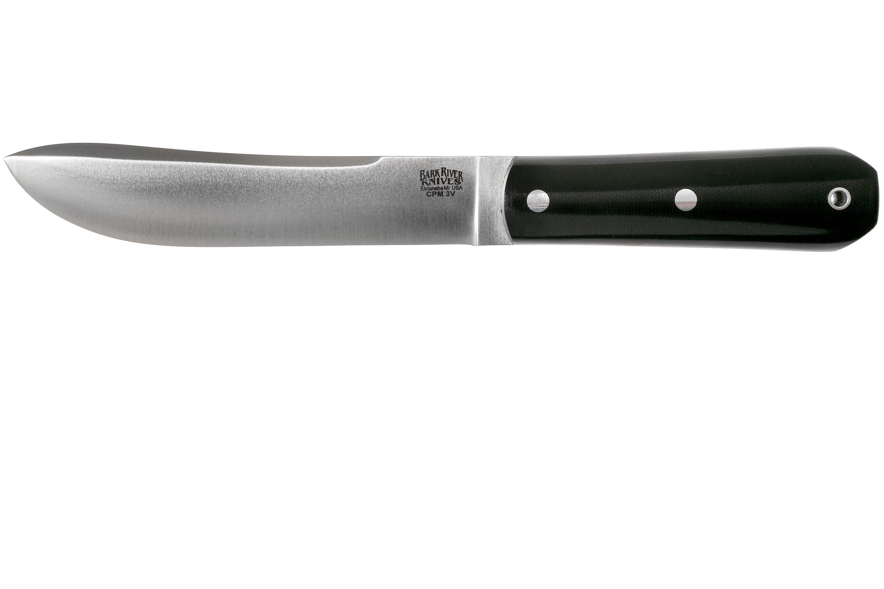 Bark River Mountain Man 5” CPM 3V, Black Canvas Micarta bushcraft knife ...