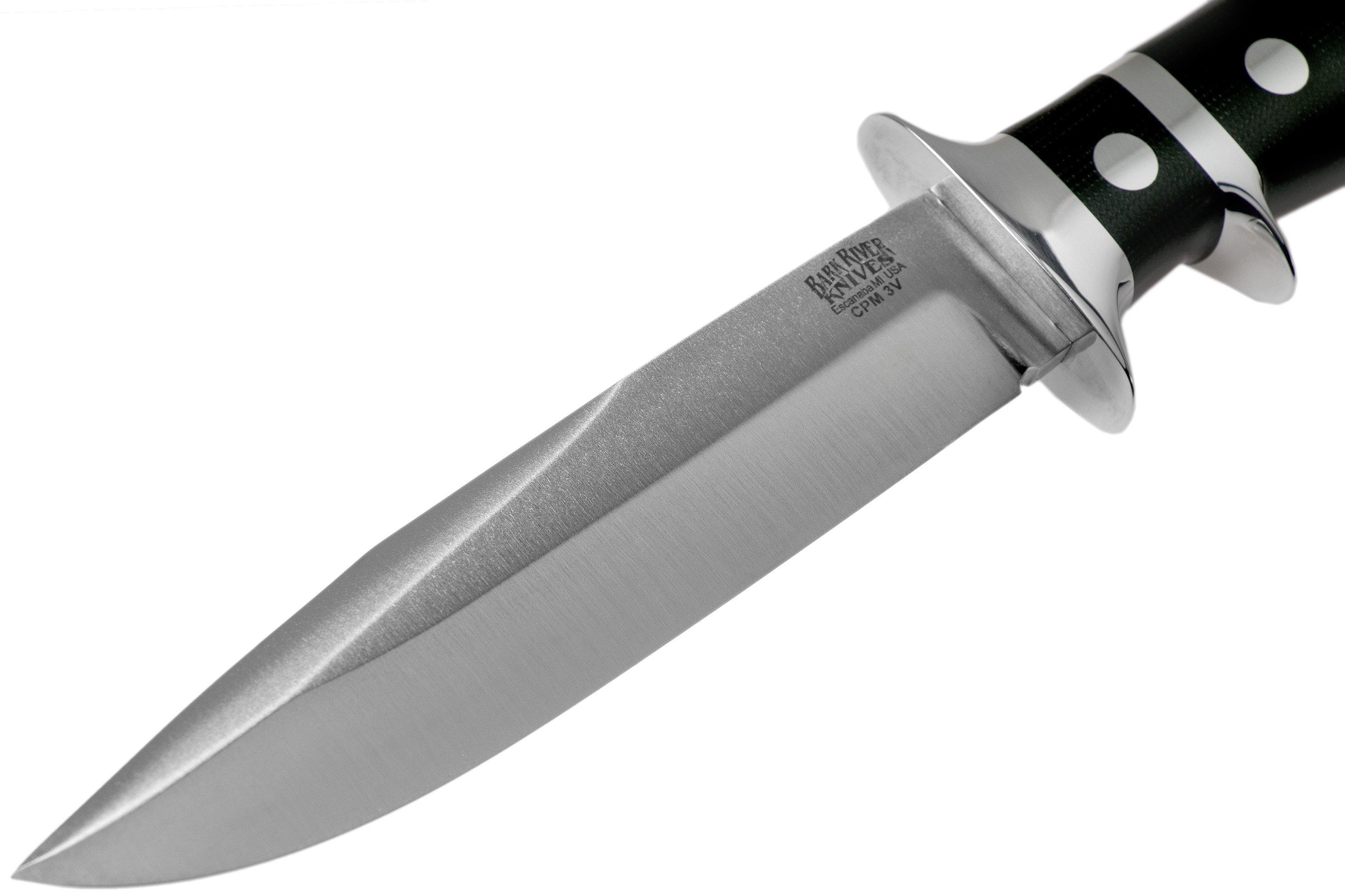 Bark River Smoke Jumper CPM 3V Black Canvas Micarta, Double Quillion ...