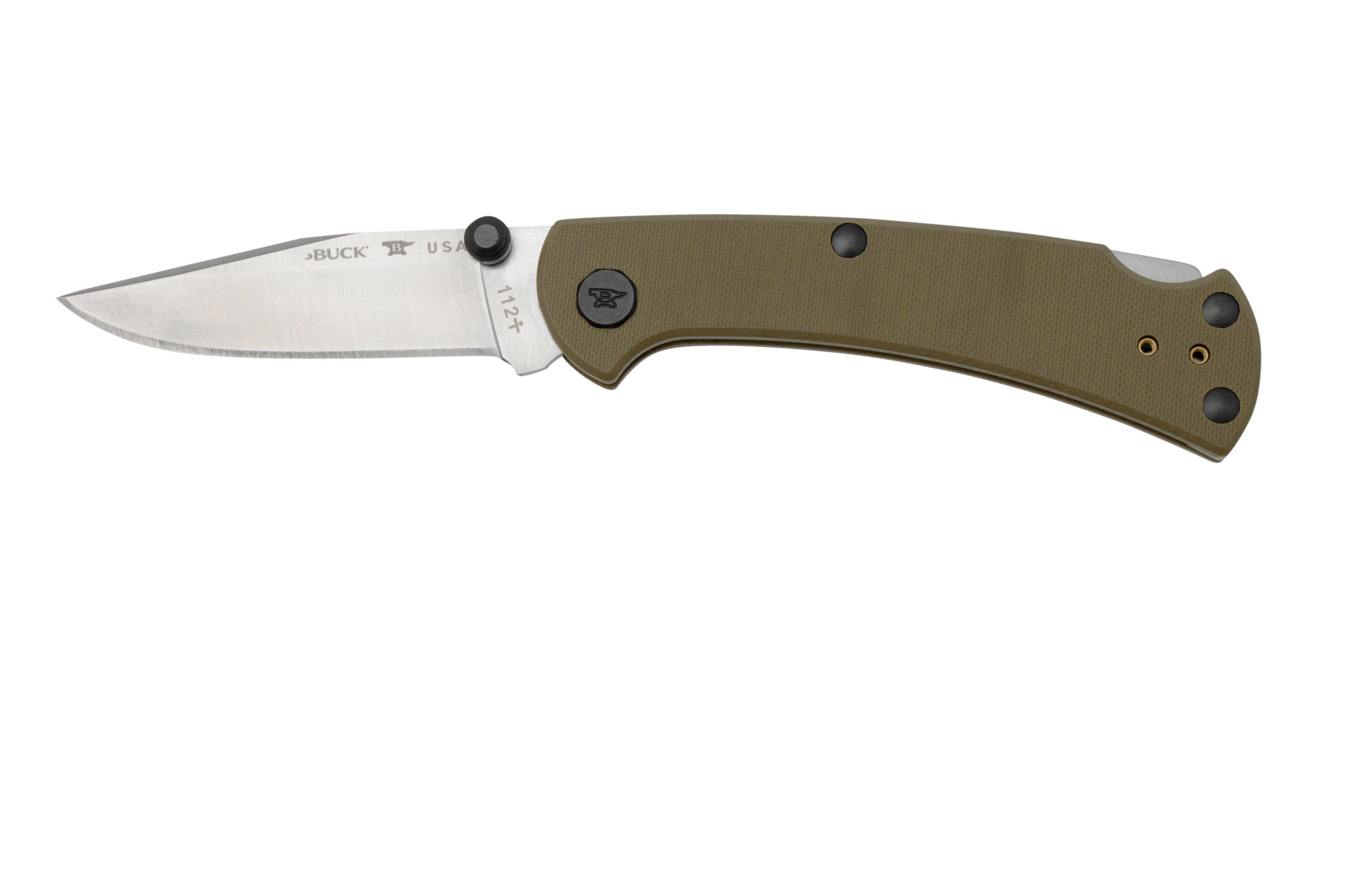 Buck 112 Slim Pro TRX, O.D. Green G10 0112GRS3 pocket knife ...