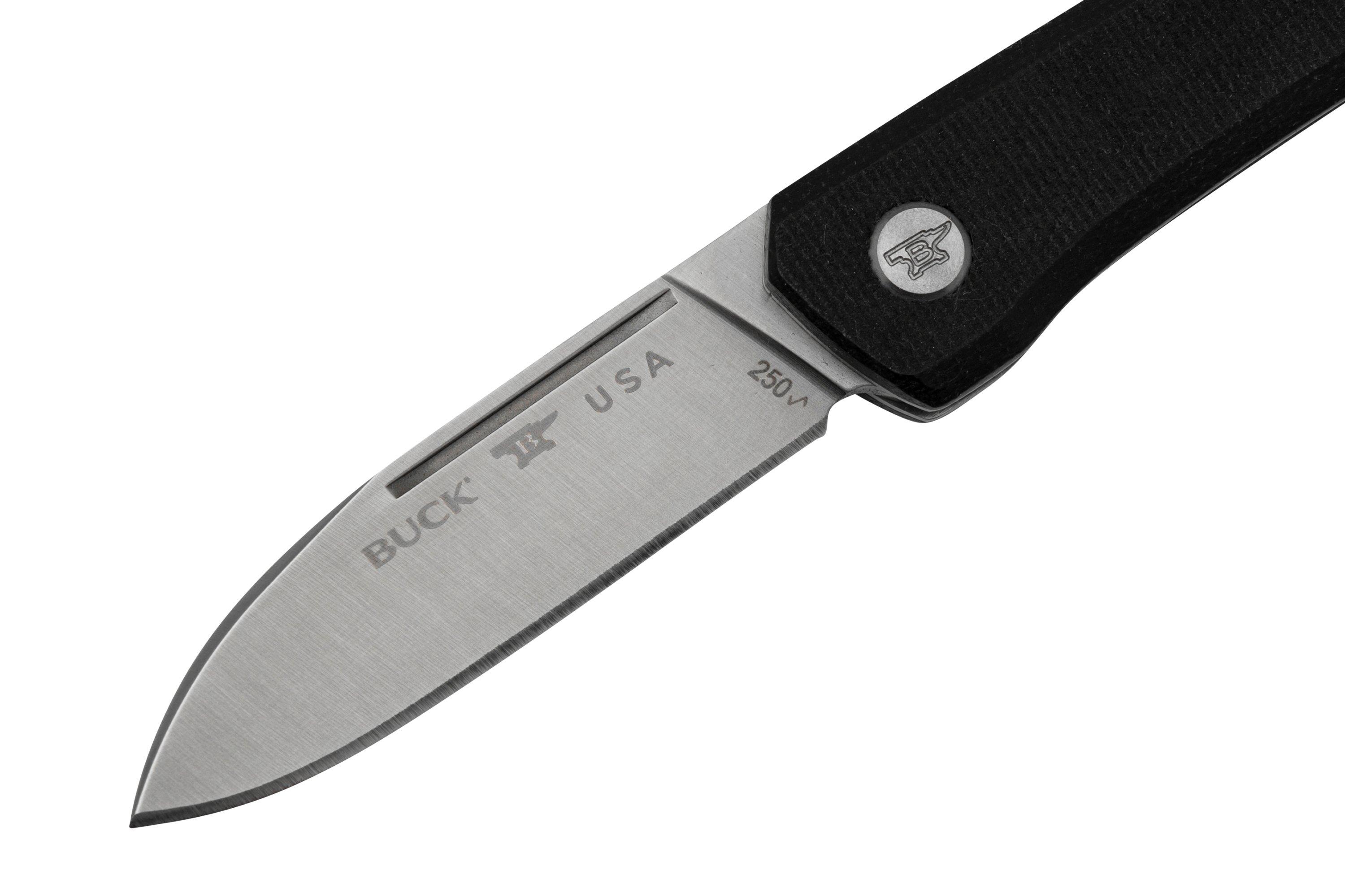 Nóż składany Buck Saunter 0250BKS, Drop Point, Black Micarta | Zalety ...