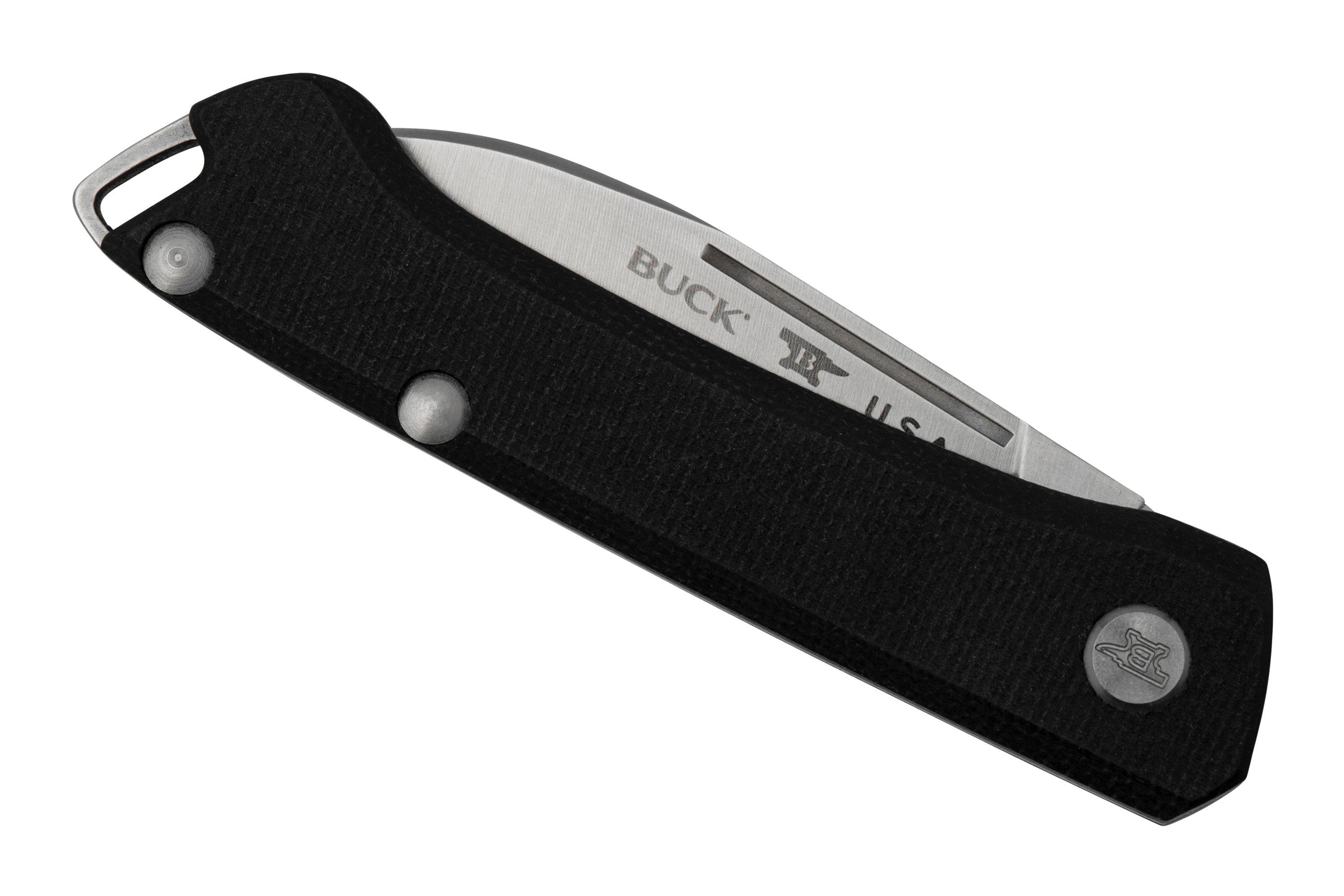 Buck Saunter 0250BKS, Drop Point, Black Micarta, pocket knife ...