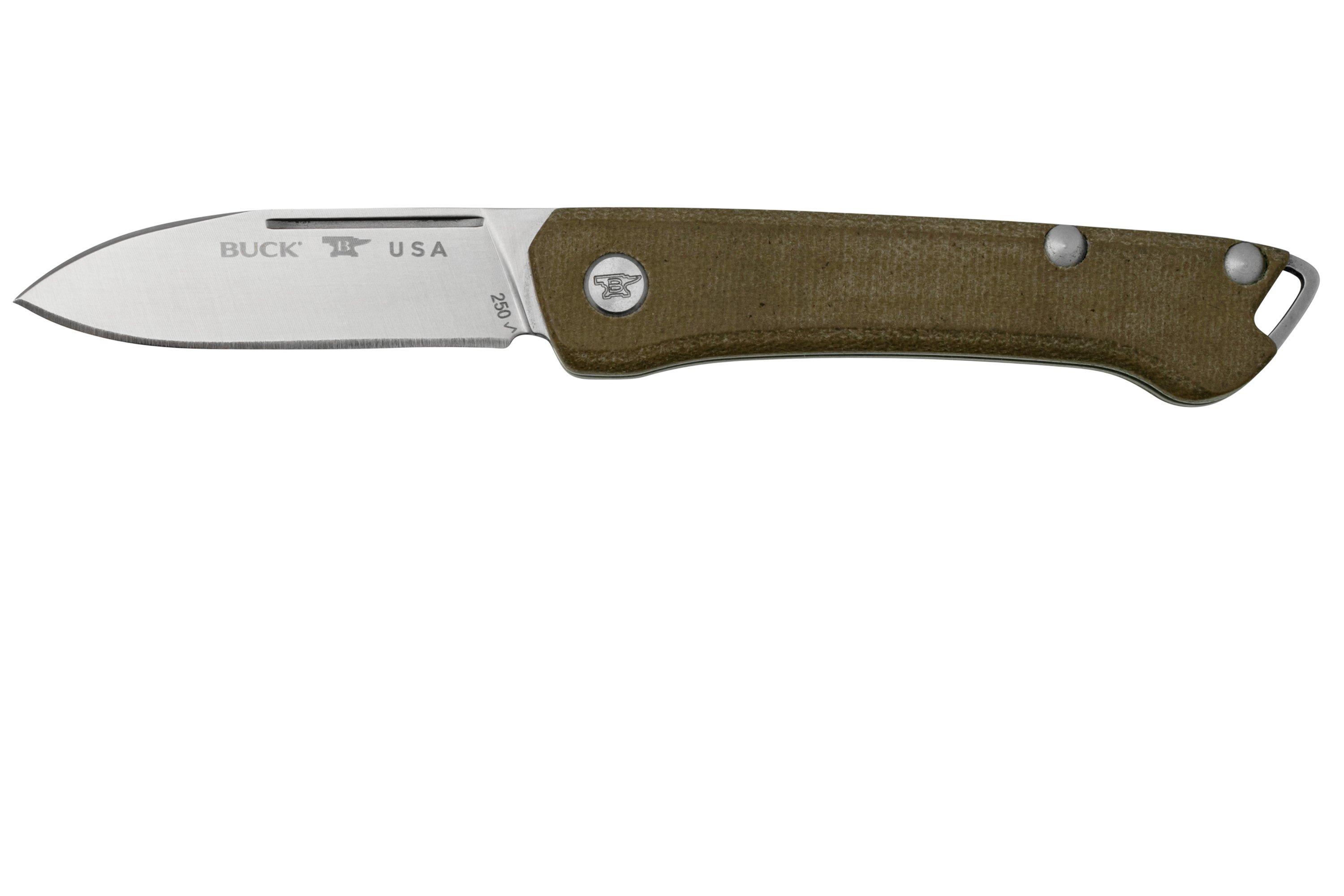 Nóż składany Buck Saunter 0250GRS, Drop Point, Green Micarta | Zalety ...
