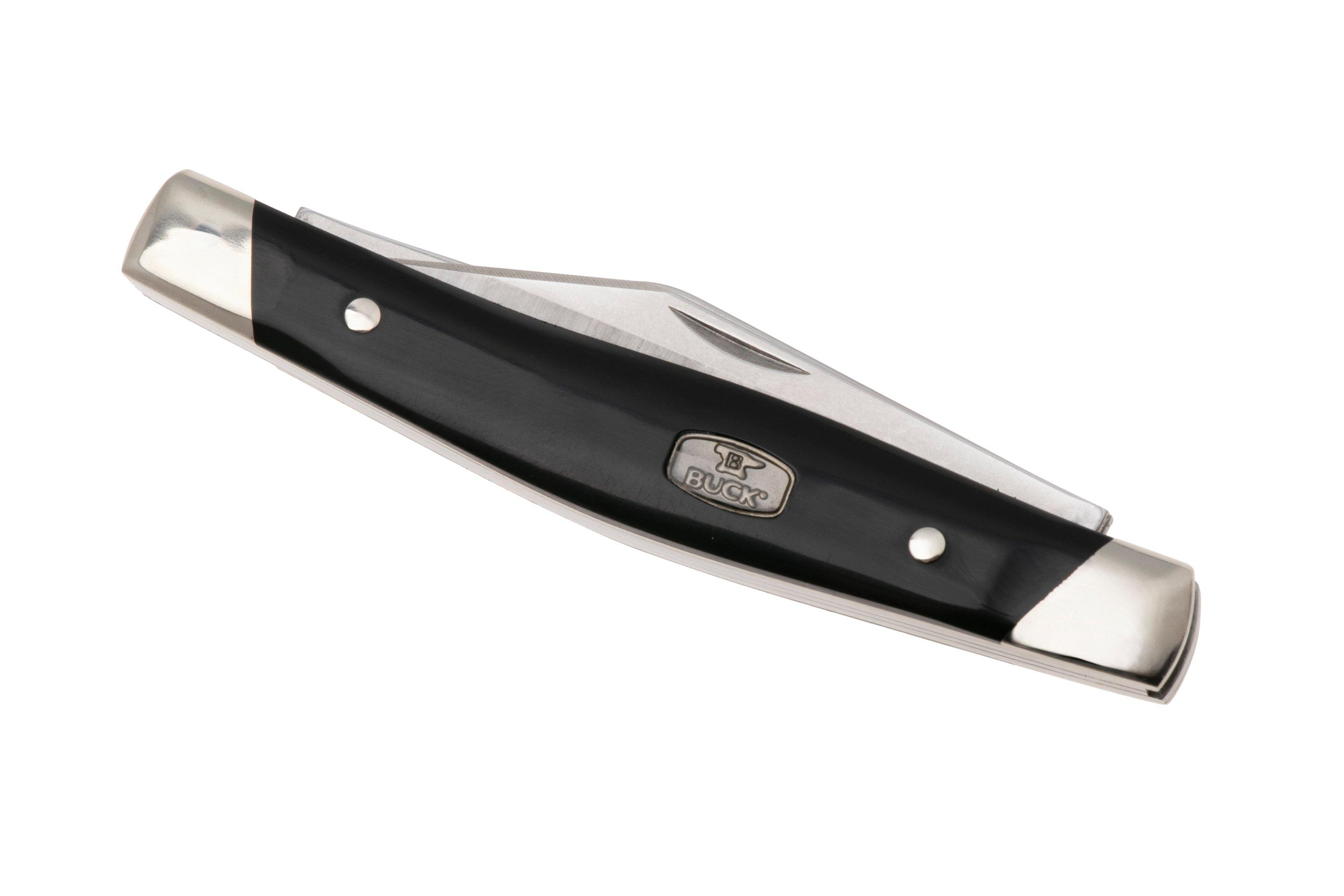 Buck Stockman 0301BKS1 Satin 420HC, Black Synthetic Nickel Silver ...