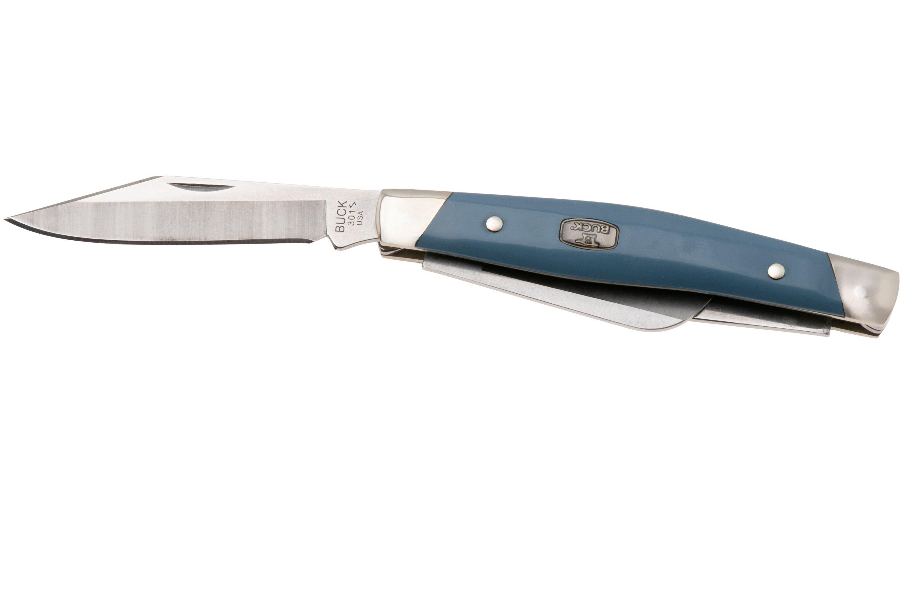 Buck Stockman 0301BLS Satin 420HC, Blue Synthetic Nickel Silver, pocket ...