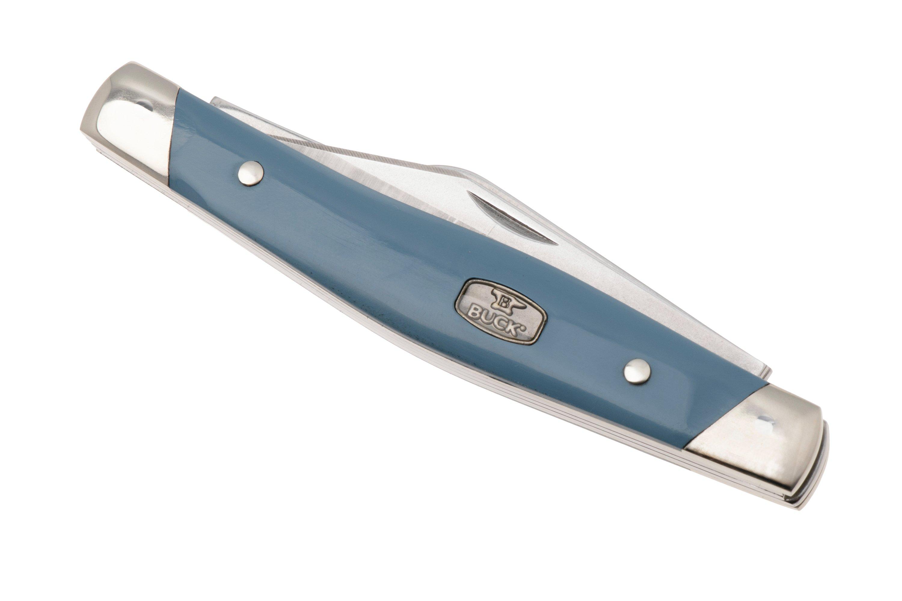 Buck Stockman 0301BLS Satin 420HC, Blue Synthetic Nickel Silver, pocket ...