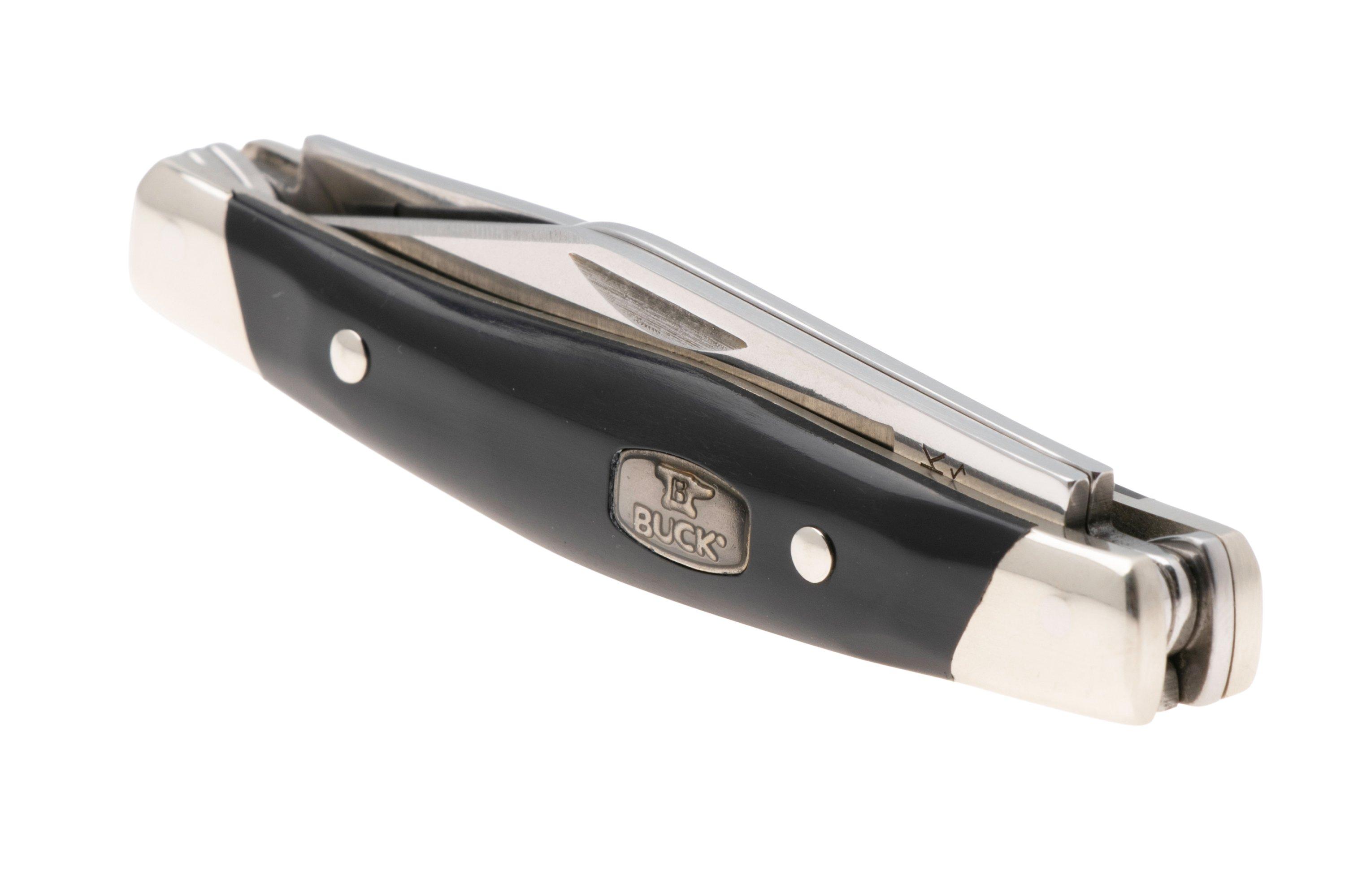 Buck Cadet 0303BKS1 Satin 420HC, Black Synthetic Nickel Silver, couteau ...