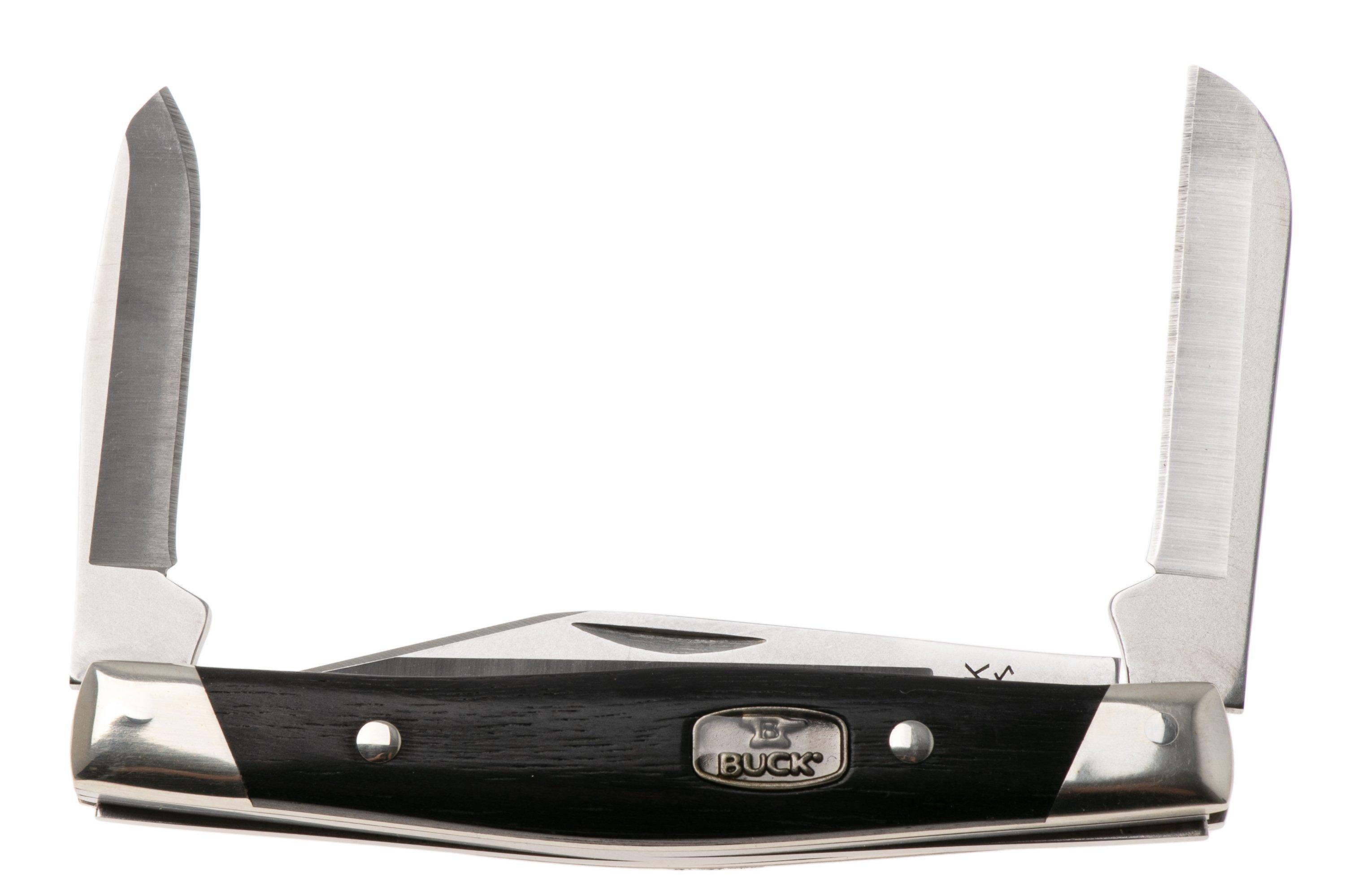 Buck Cadet 0303BRS2-B, Satin 420HC, Ebony Wood, Nickel Silver pocket ...