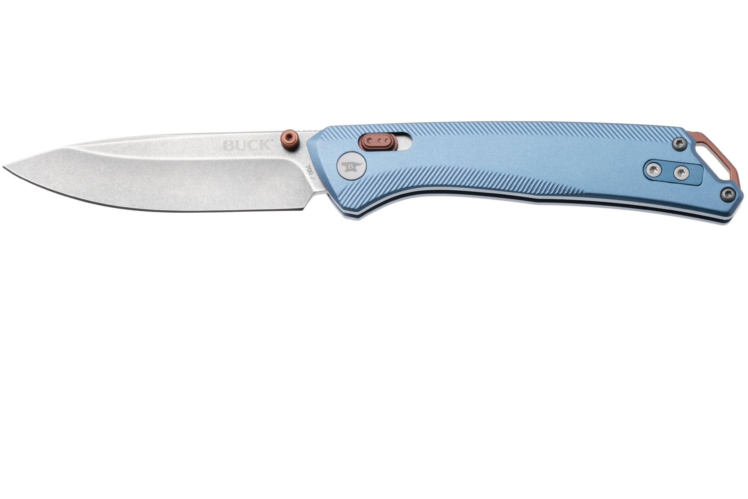 Buck 700 Nomad 0700BLS Stonewashed D2, Blue Aluminum, pocket knife ...