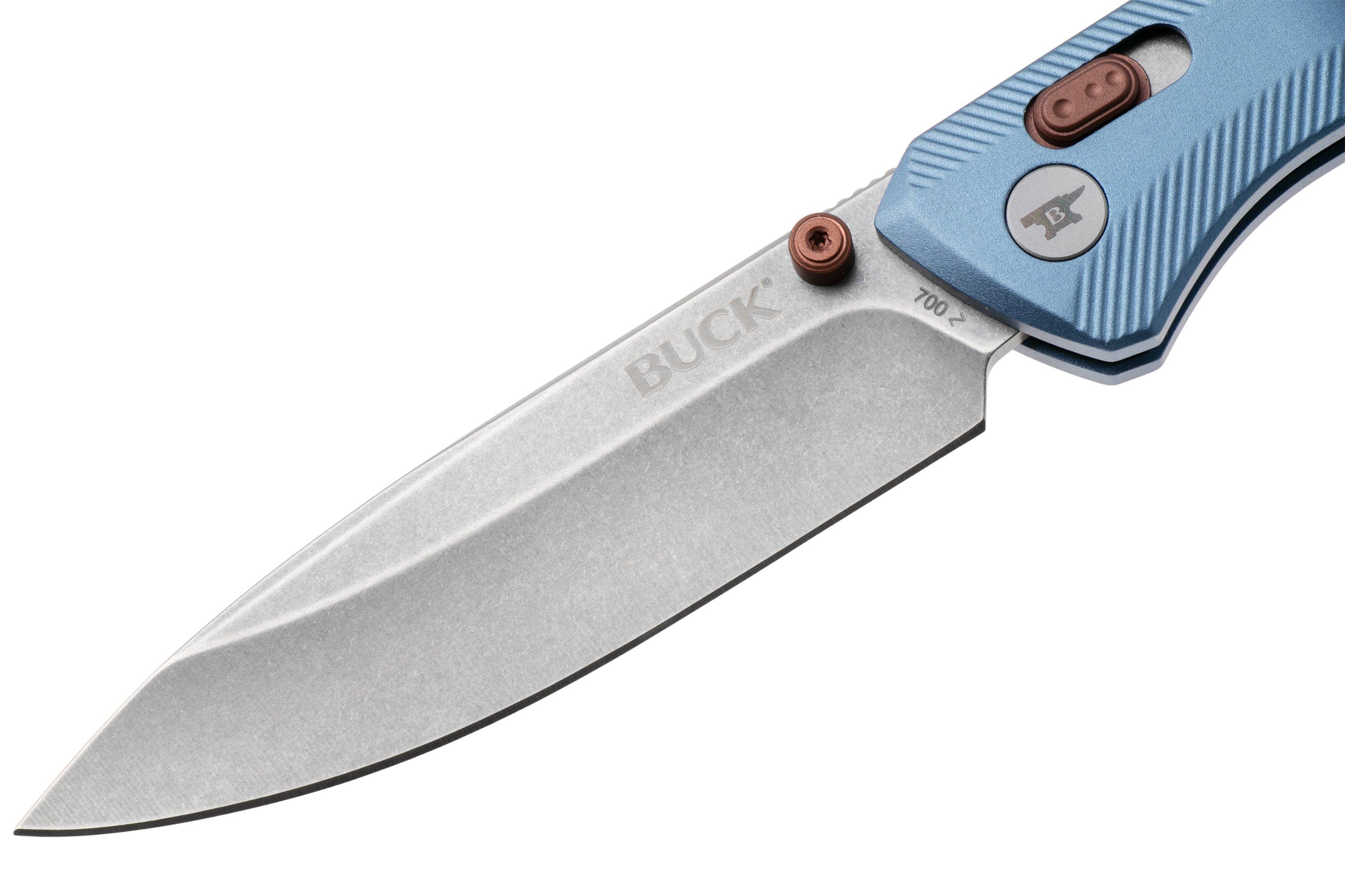 Buck 700 Nomad 0700BLS Stonewashed D2, Blue Aluminum, pocket knife ...