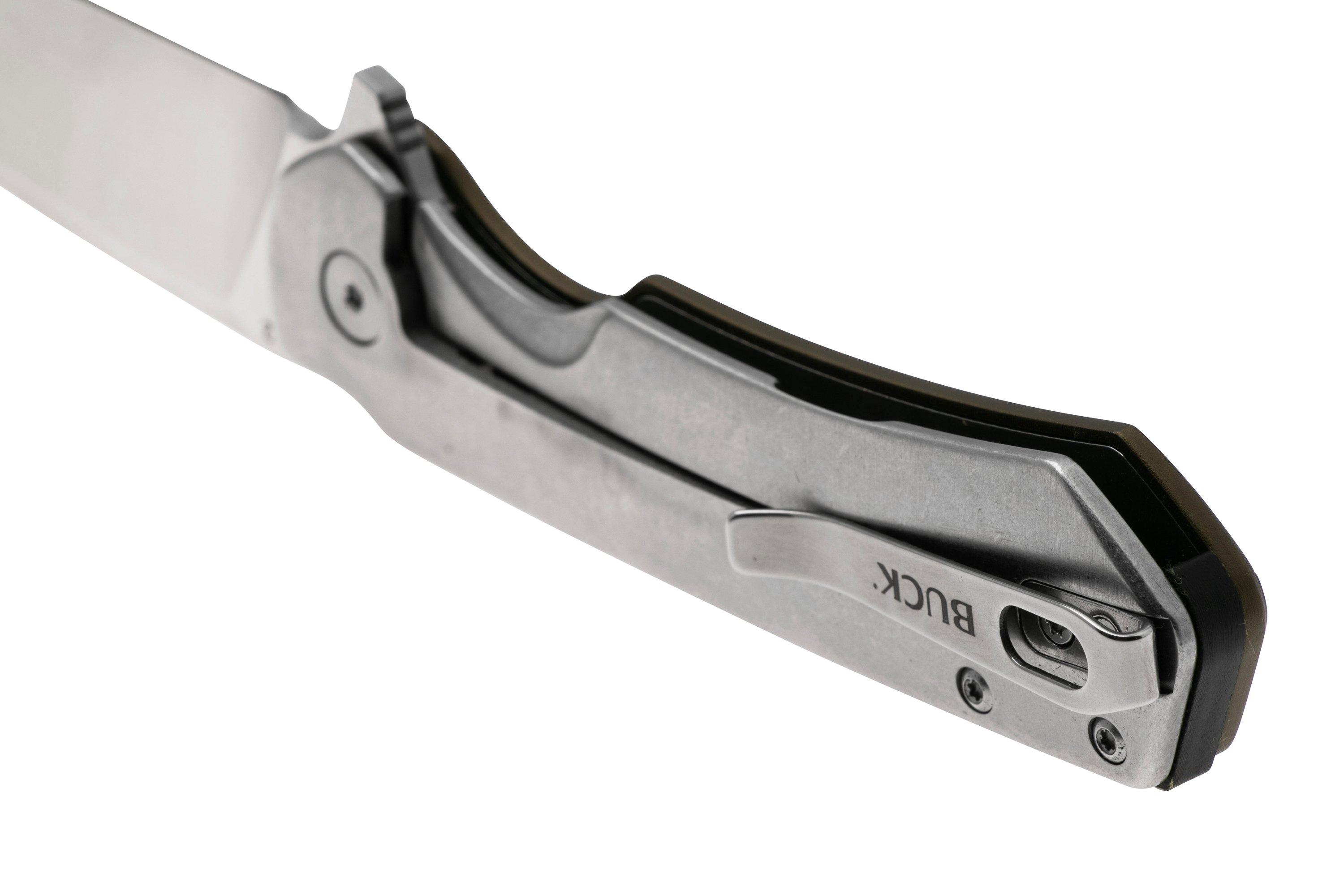 Buck Stinger 0714GRS Satin D2, Green Aluminium Carbon Inlay, pocket ...