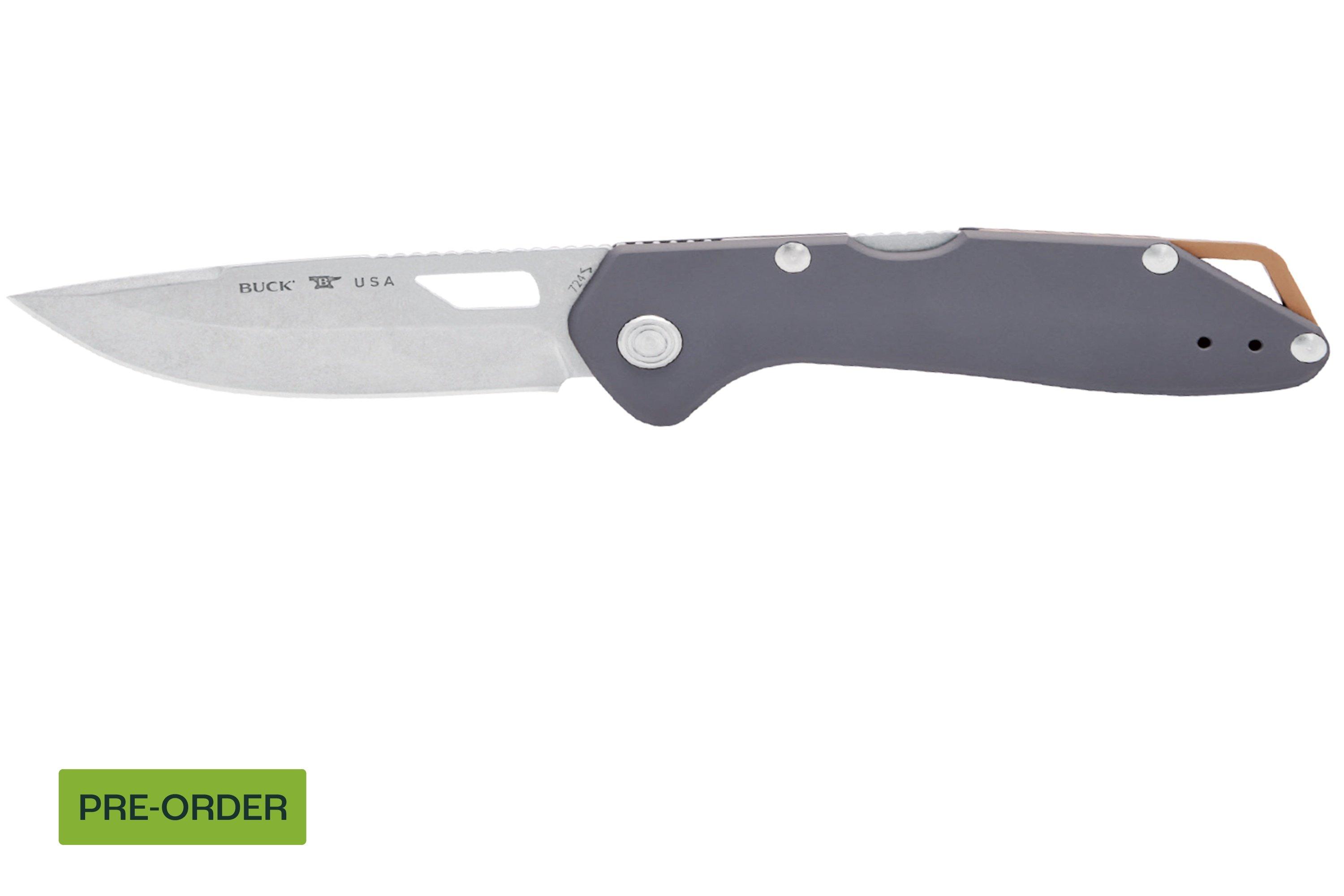 Buck 724 Mustang 0724BLS1 Bead Blasted 420HC, Dark Blue Aluminum ...