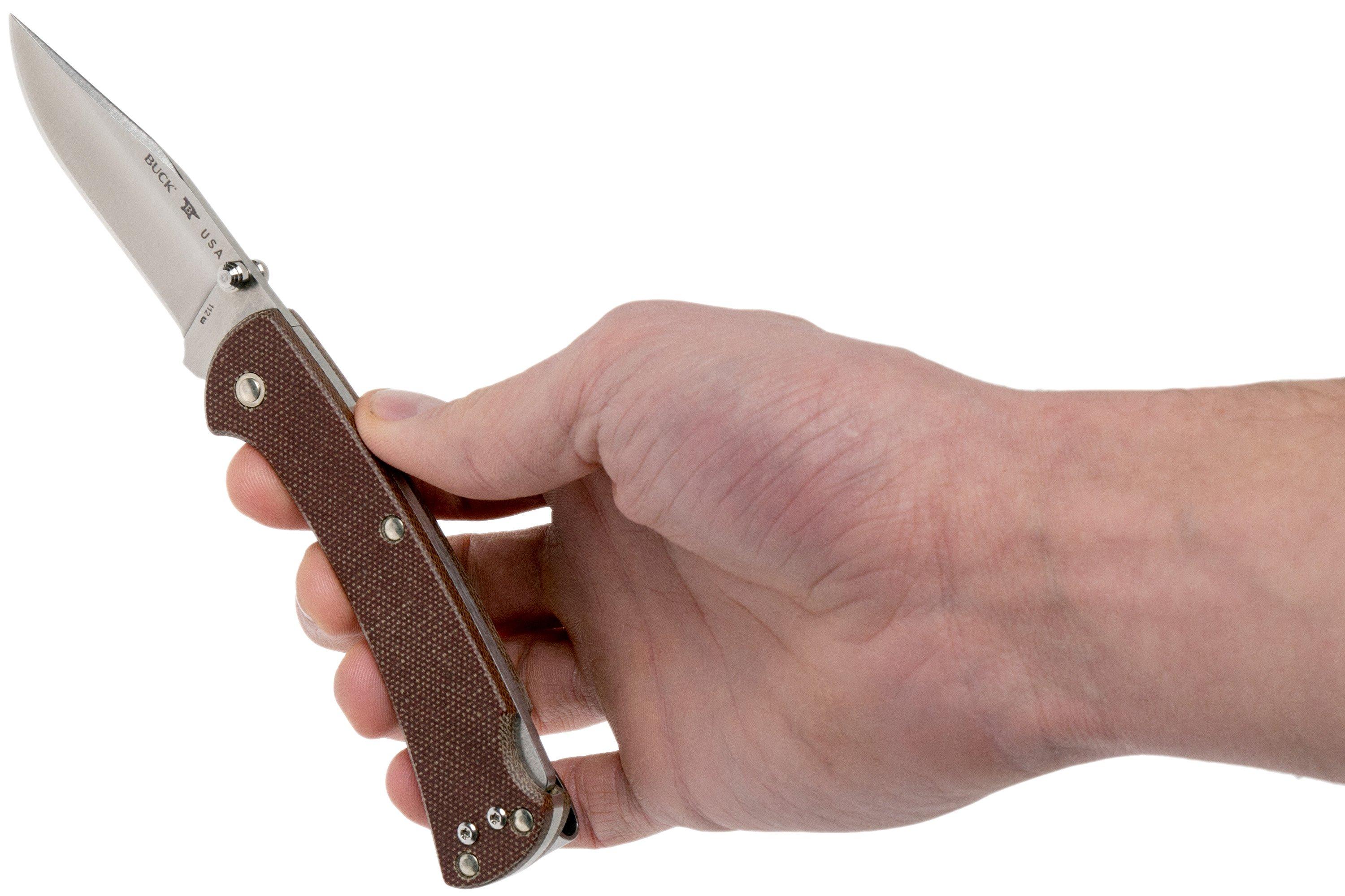 Buck 112 Ranger Slim Knife Pro Brown Micarta 0112BRS6 pocket knife ...