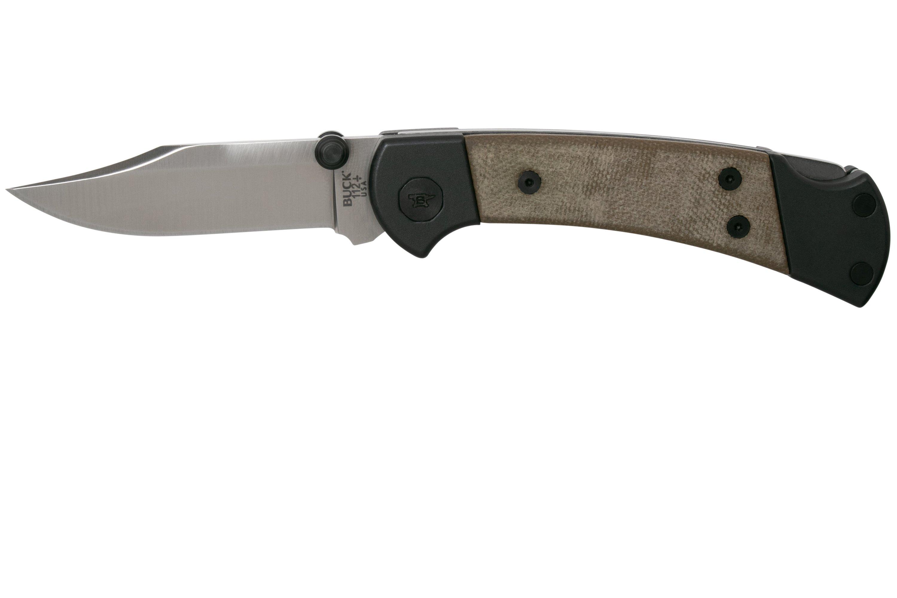 Buck 112 Ranger Sport Pro Green Micarta 112GRS5 pocket knife ...
