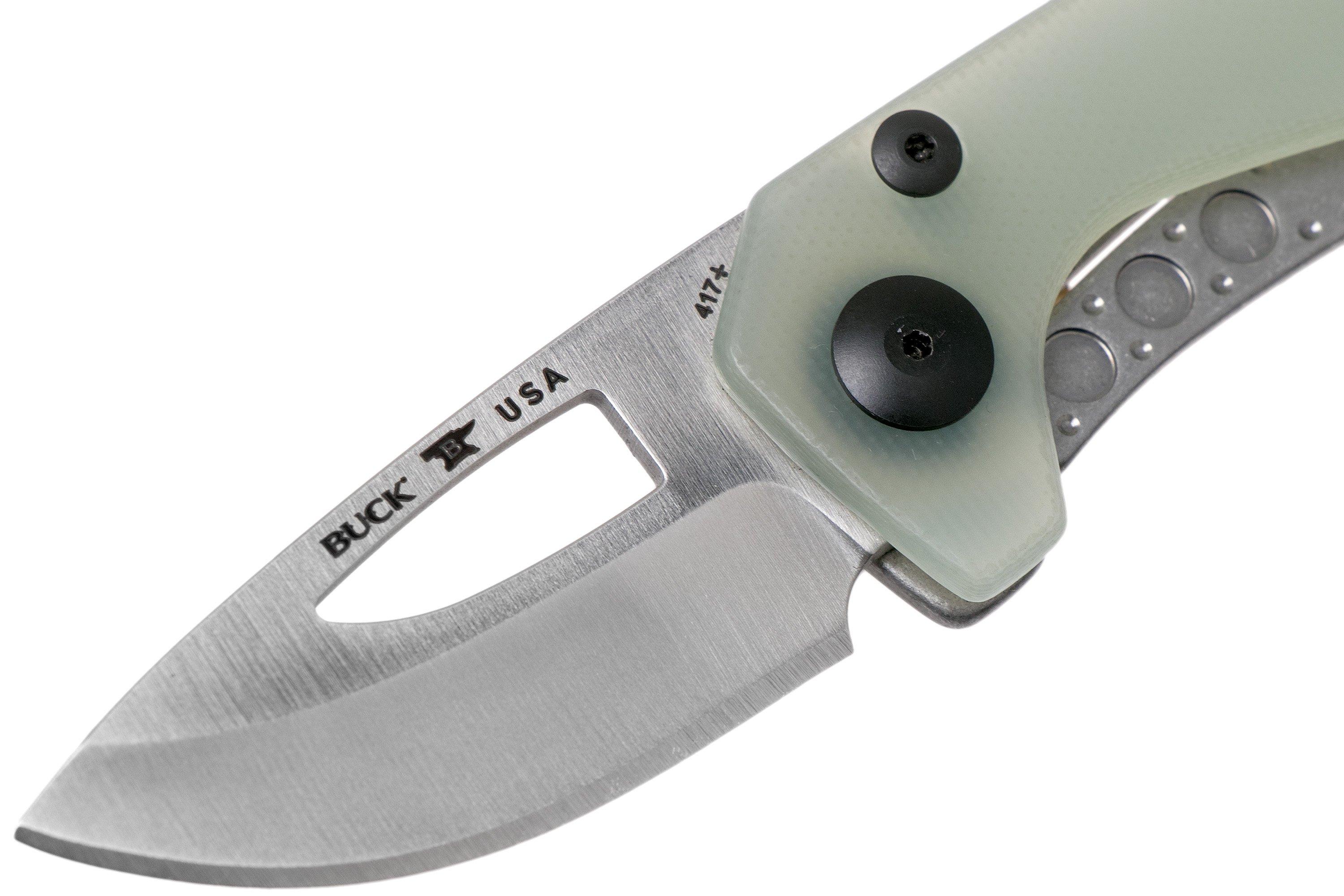 Buck 417GRS Budgie Natural Green G10 pocket knife | Advantageously shopping at Knivesandtools.ie