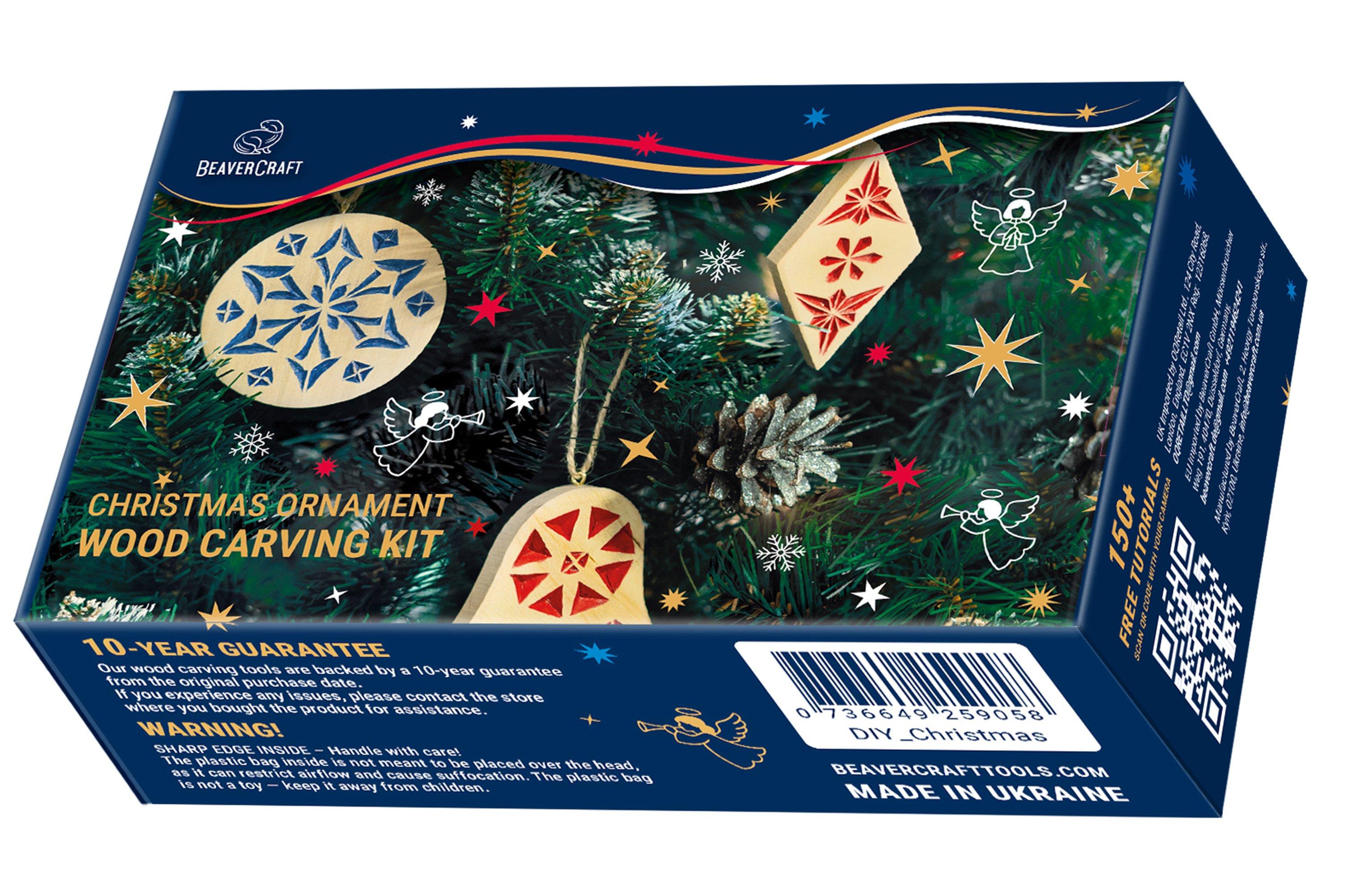 BeaverCraft DIY13 Chip Carving Kit Christmas Ornaments, woodcarving set ...
