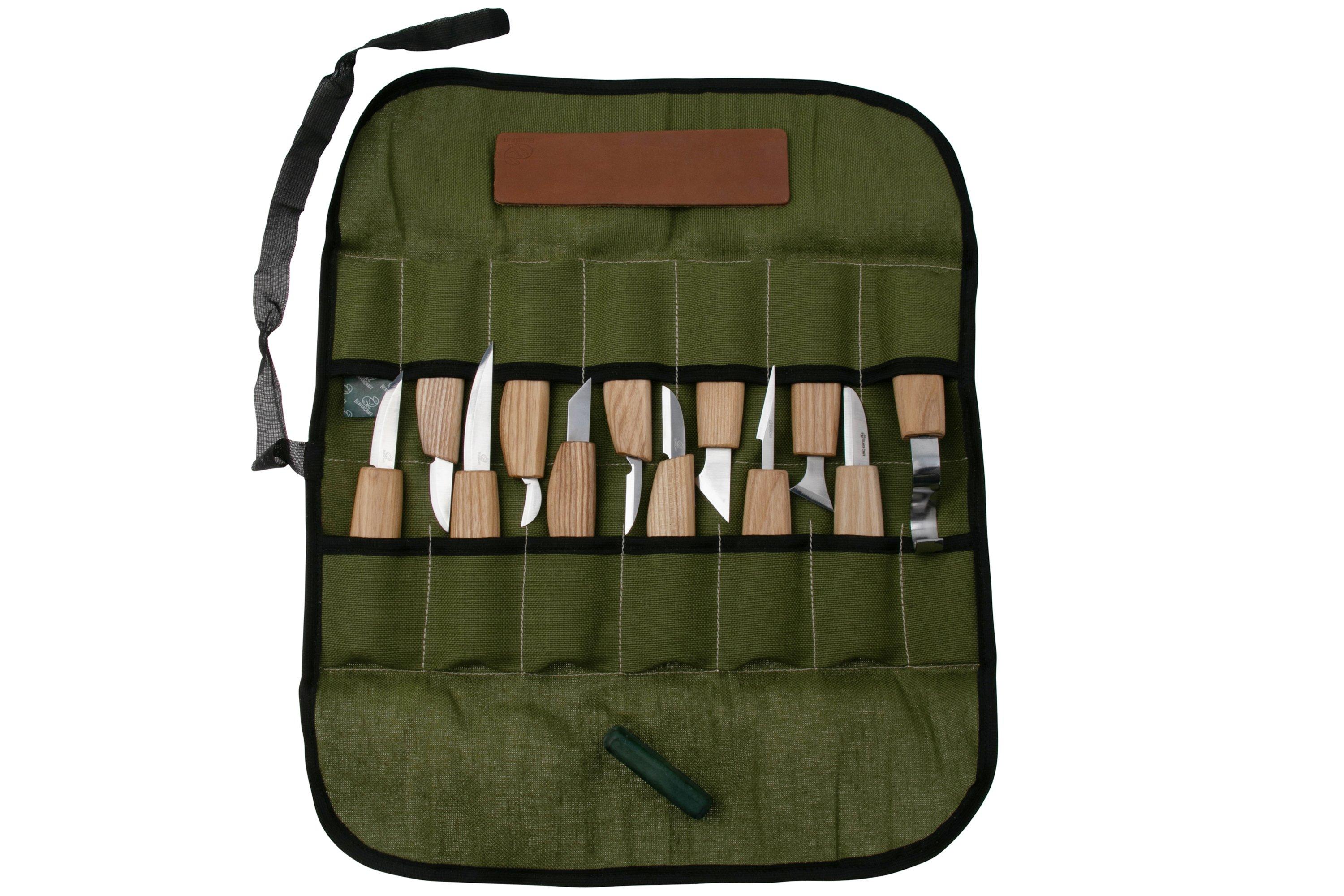 BeaverCraft S10 Wood Carving Set of 12 Knives in Tool Roll, wood ...