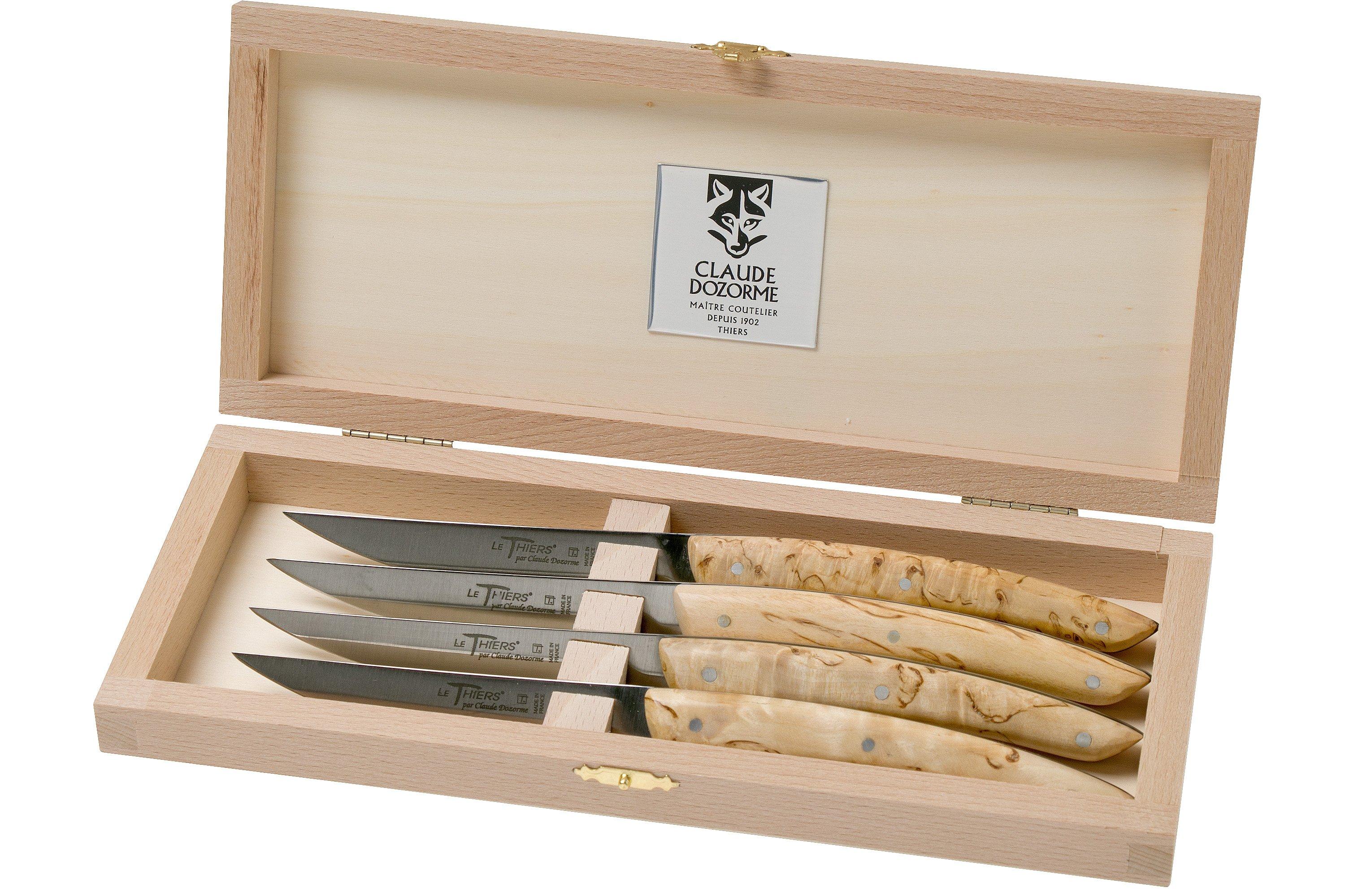 Claude Dozorme Le Thiers Coffret de couteaux à steak, 4 pièces, Bouleau ...