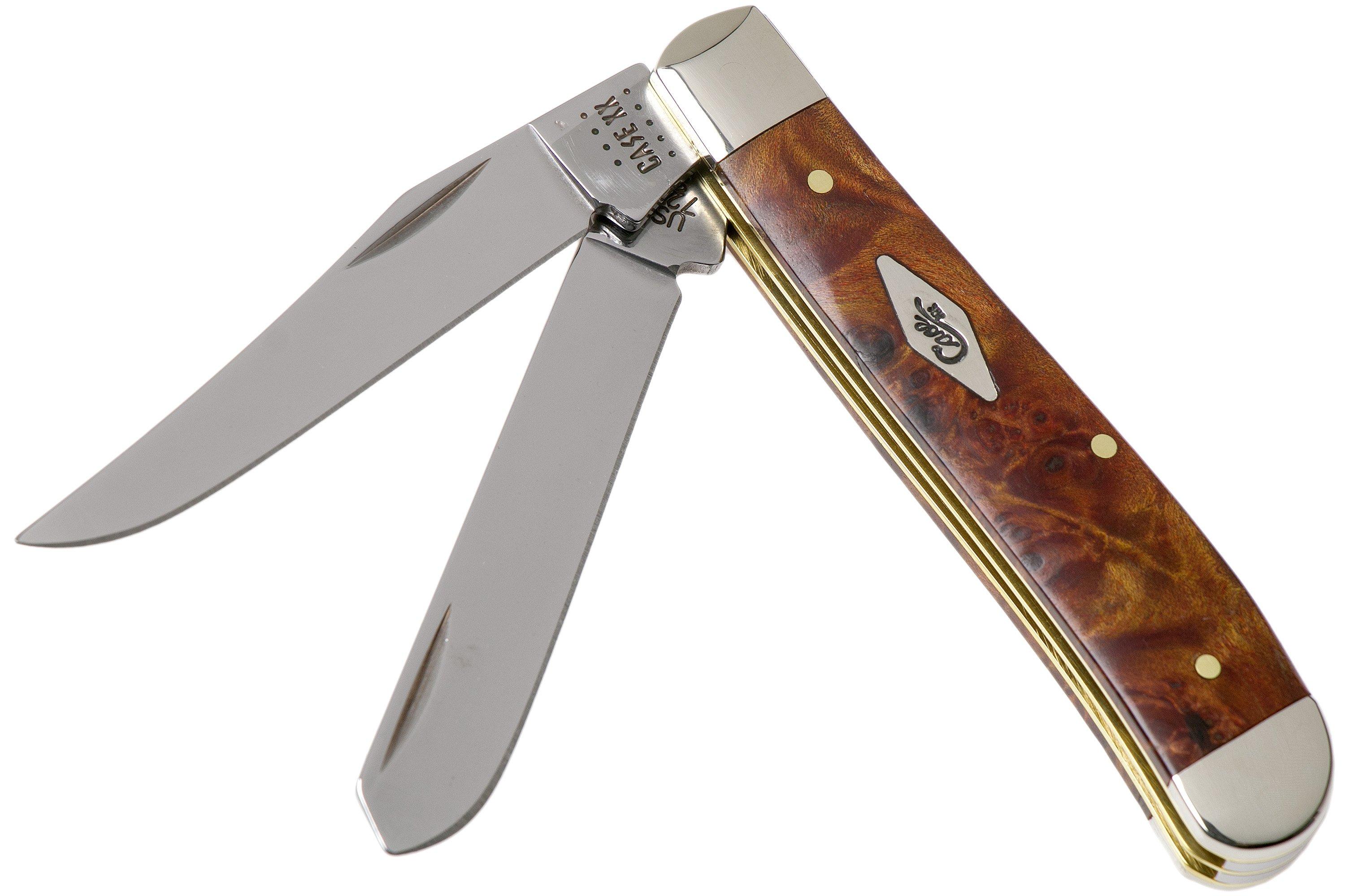 Case Mini Trapper Autumn Maple Burl Wood, 11545, 7207 SS pocket knife ...
