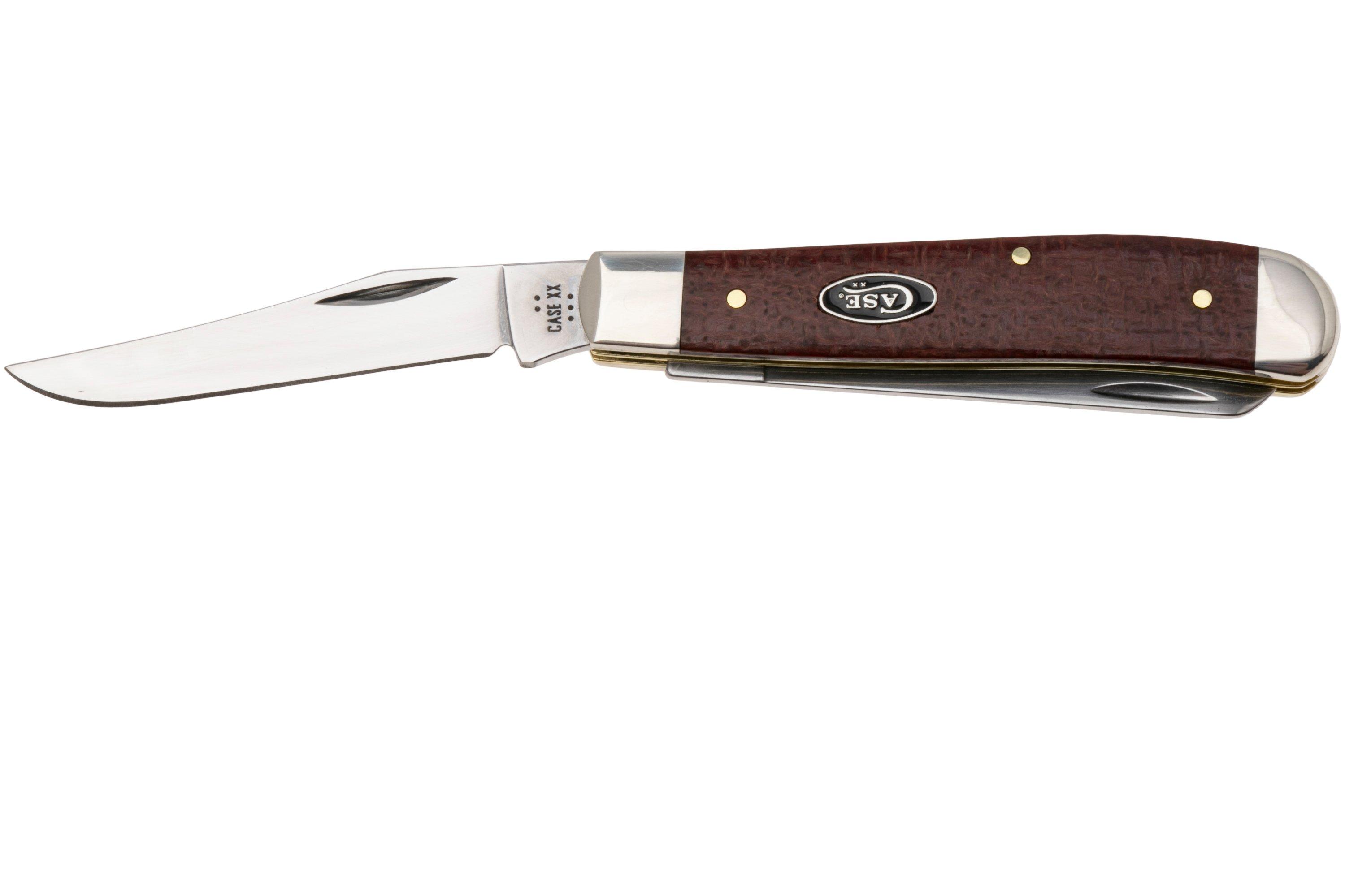 Case Mini Trapper Smooth Dark Red Burlap Micarta, 12271, 10207 CS ...