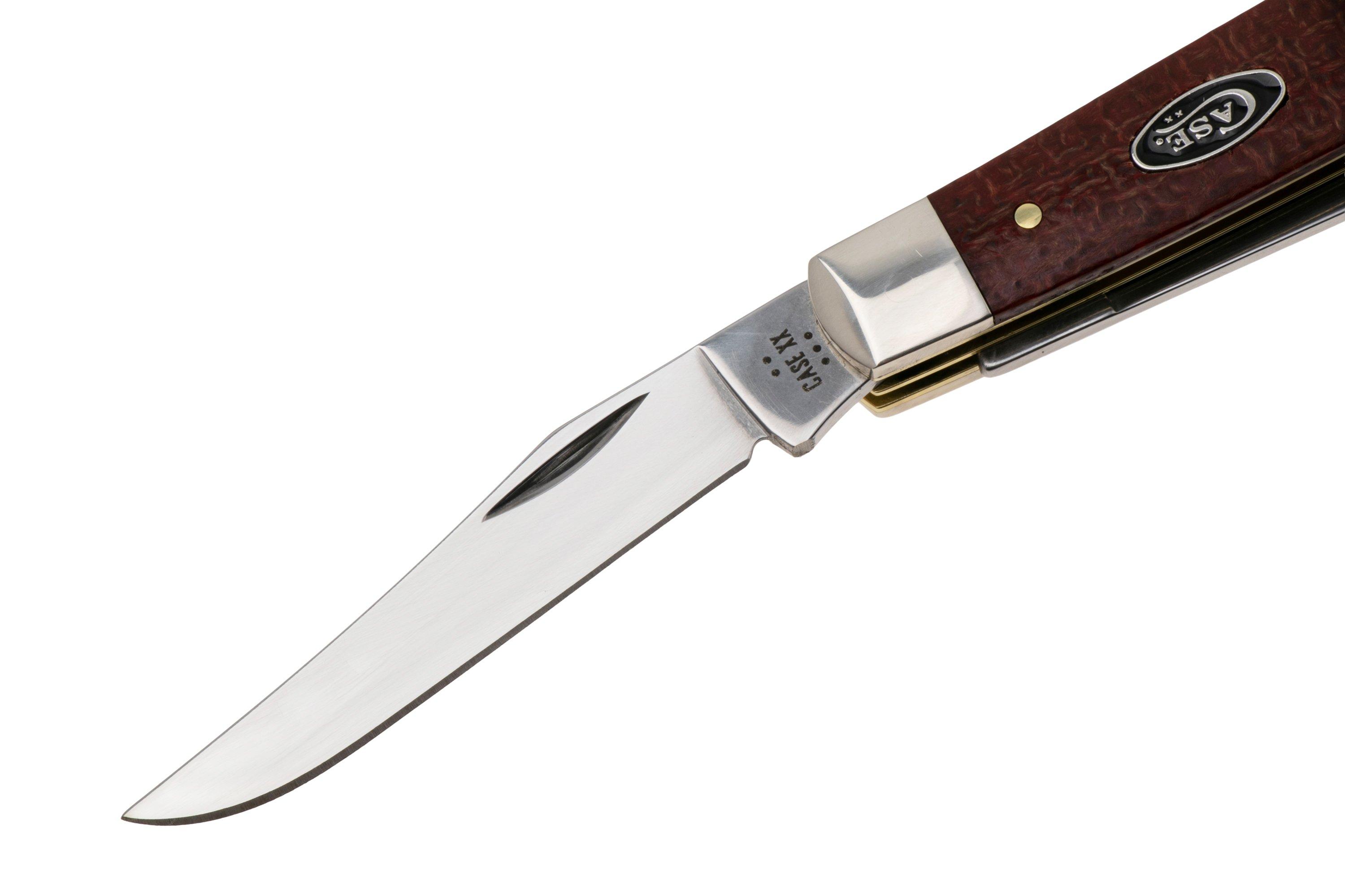 Case Mini Trapper Smooth Dark Red Burlap Micarta, 12271, 10207 CS ...