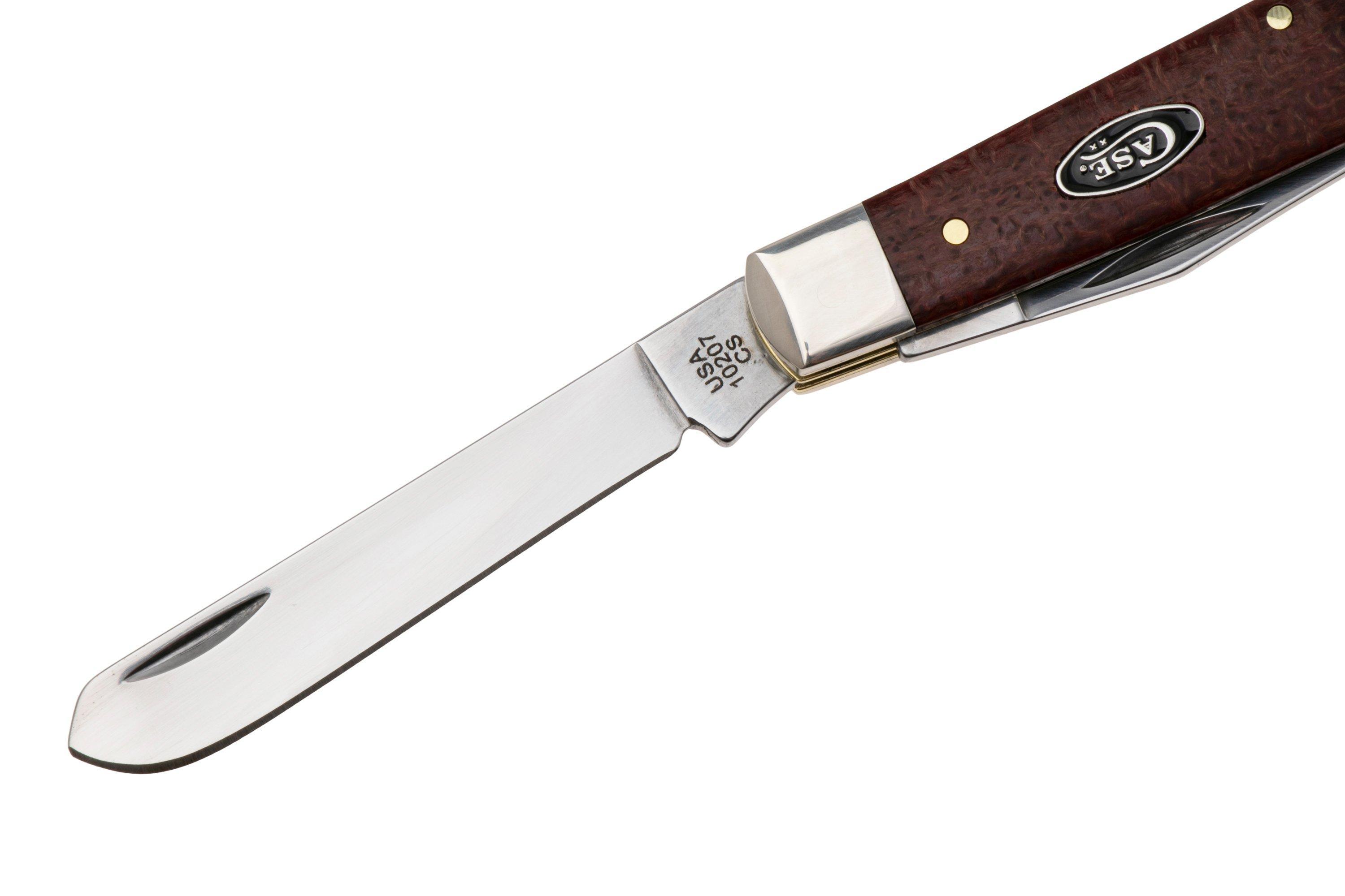 Case Mini Trapper Smooth Dark Red Burlap Micarta, 12271, 10207 CS ...
