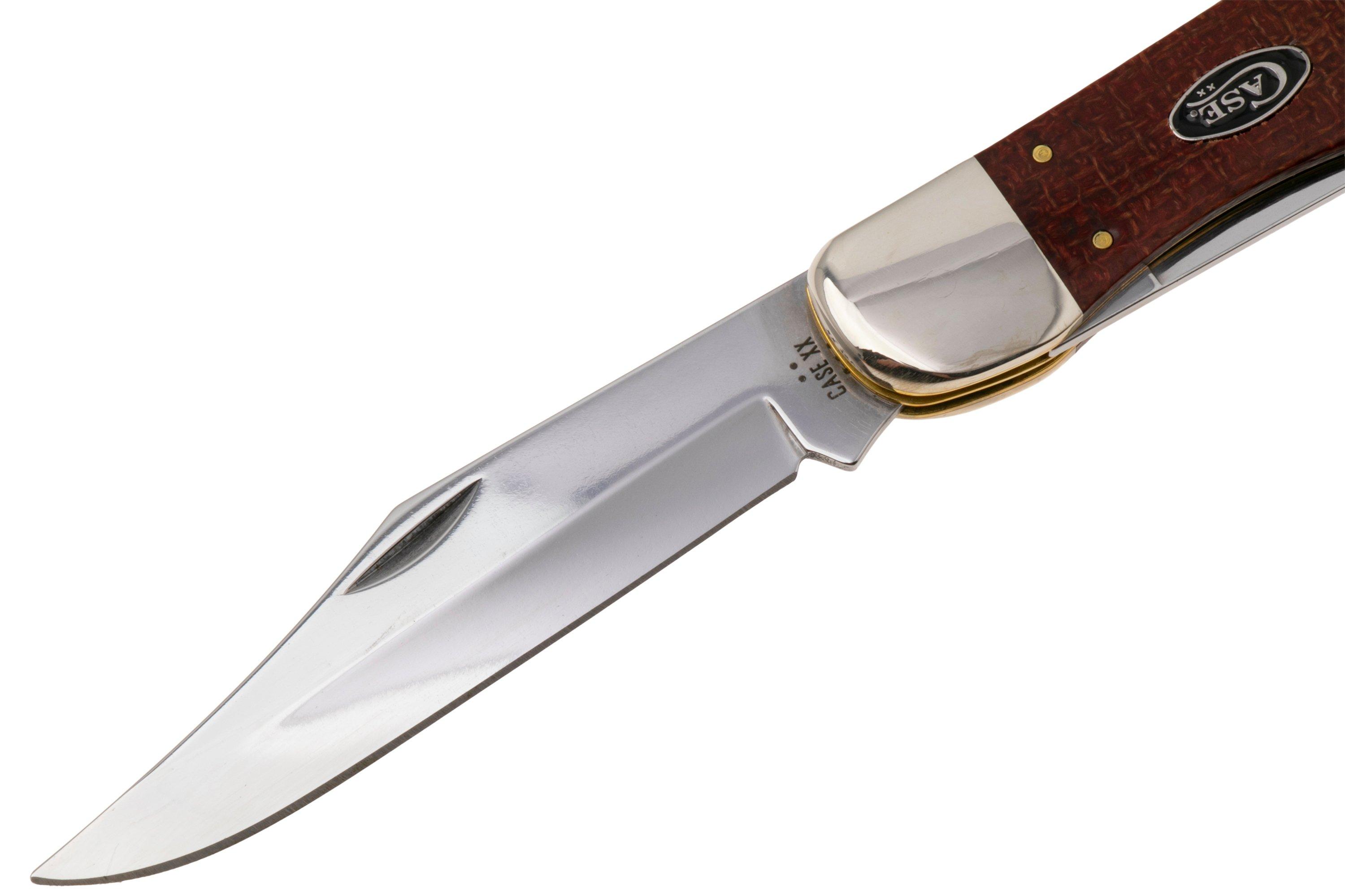 Case Folding Hunter, Smooth Dark Red Burlap Micarta, 12274, 10265 CS ...
