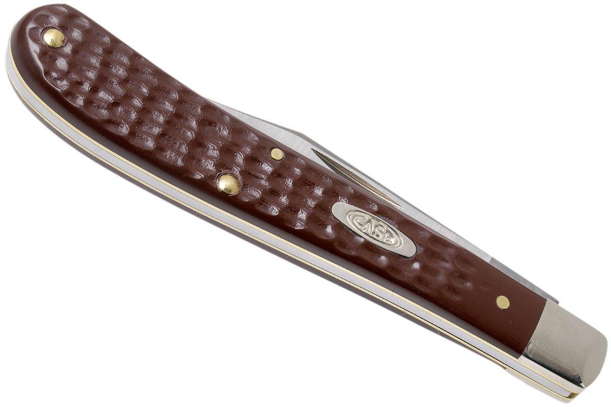 Case Slimline Trapper Brown Synthetic, 00135, 31048 SS pocket knife ...