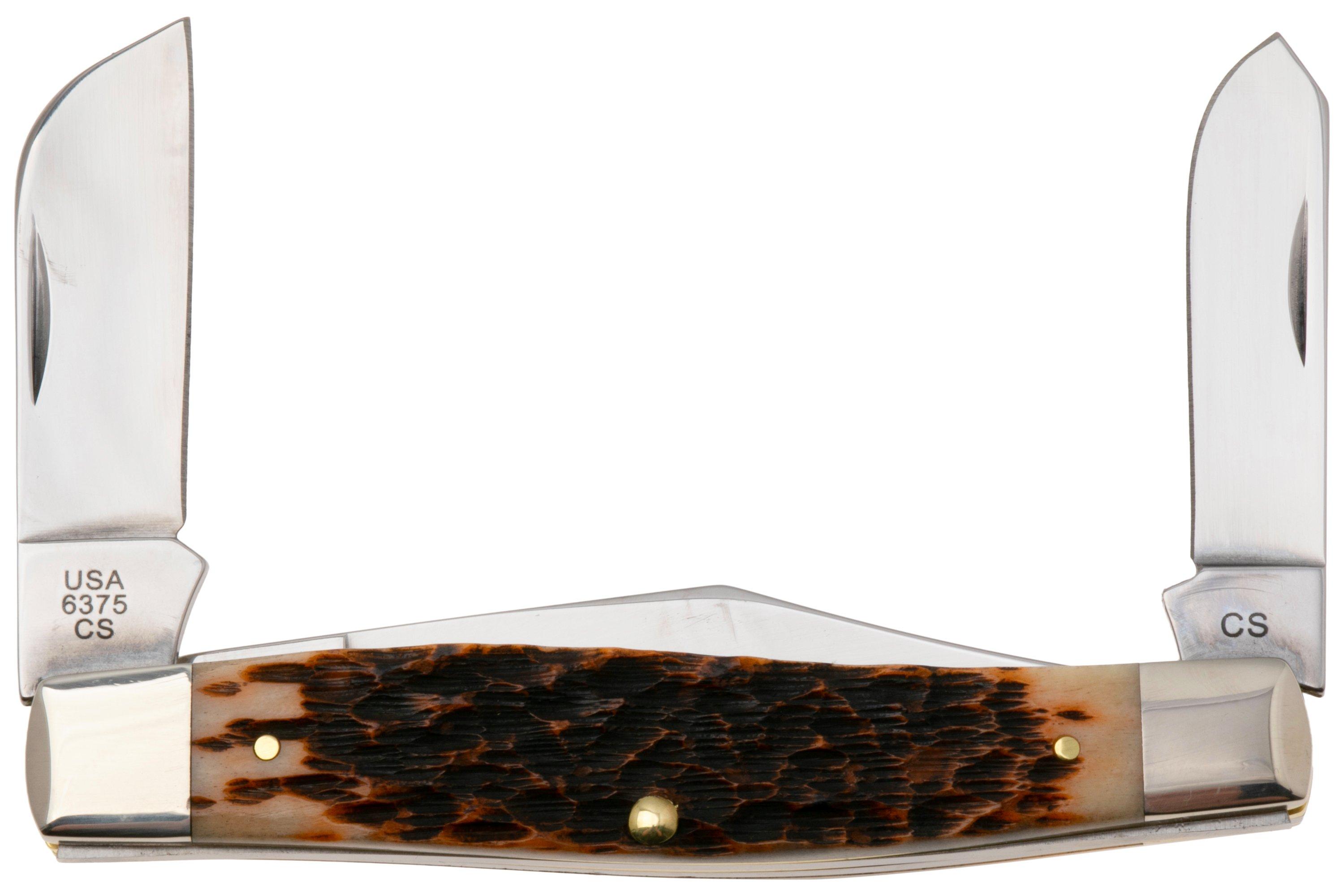 Case Large Stockman Amber Jigged Bone, 00204, 6375 CV-Stahl ...