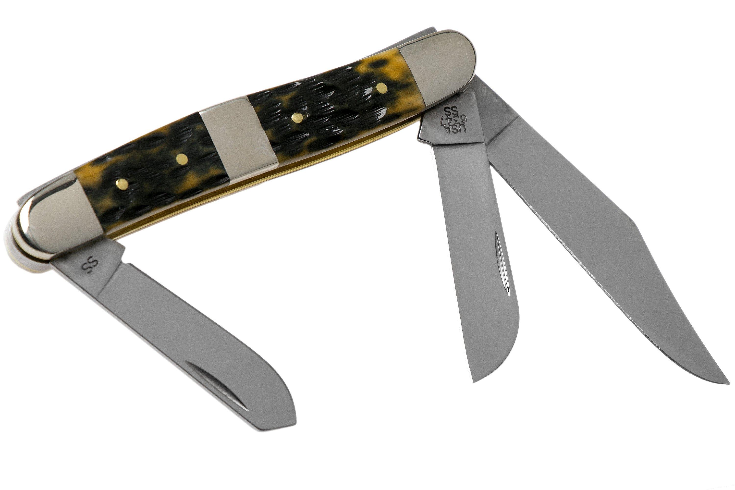 Case Stockman, Tang Stamp Series, Peach Seed Jig, Olive Green Bone ...