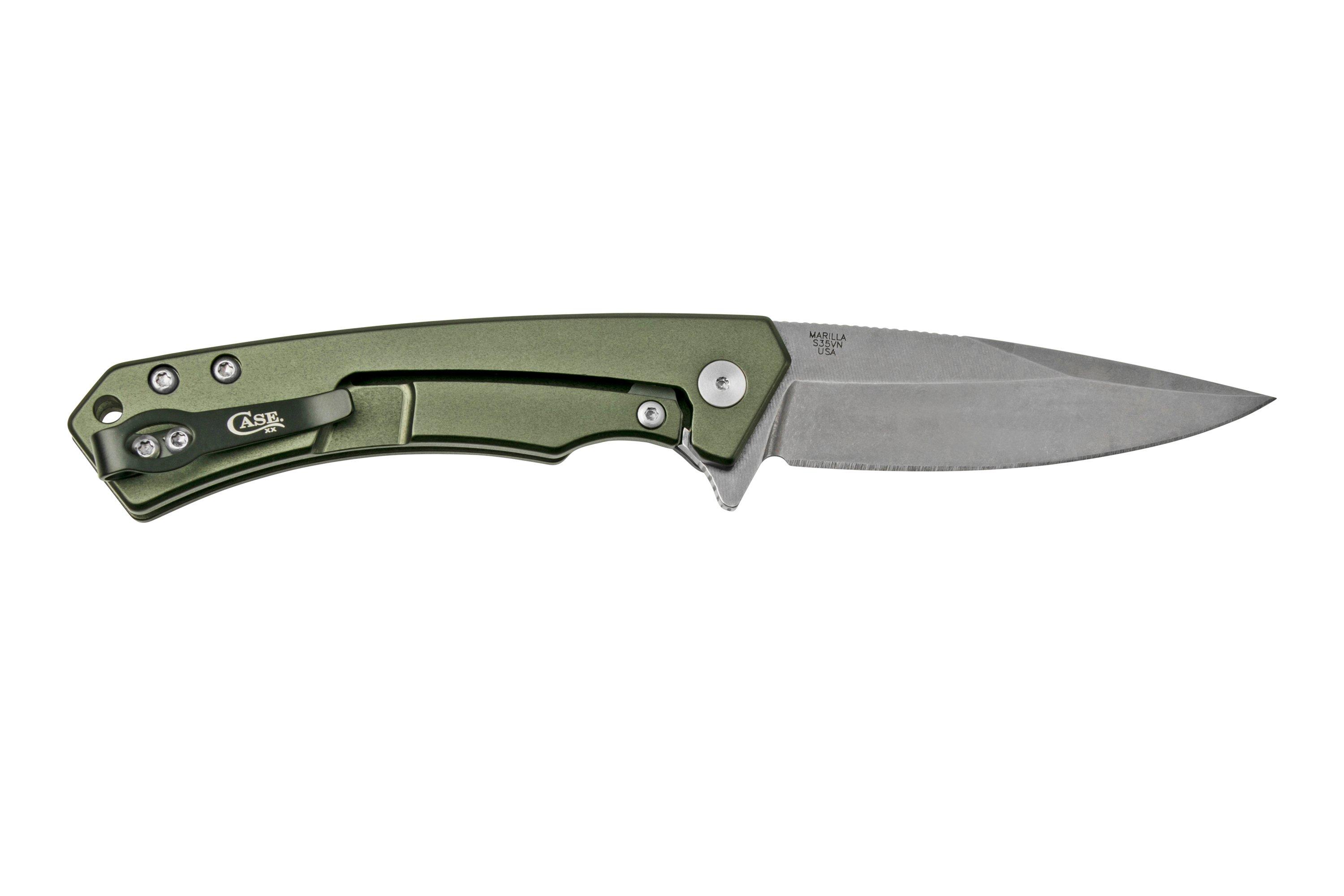 Case The Marilla, Green Anodized Aluminum, S35VN, Black G10 Inlay ...
