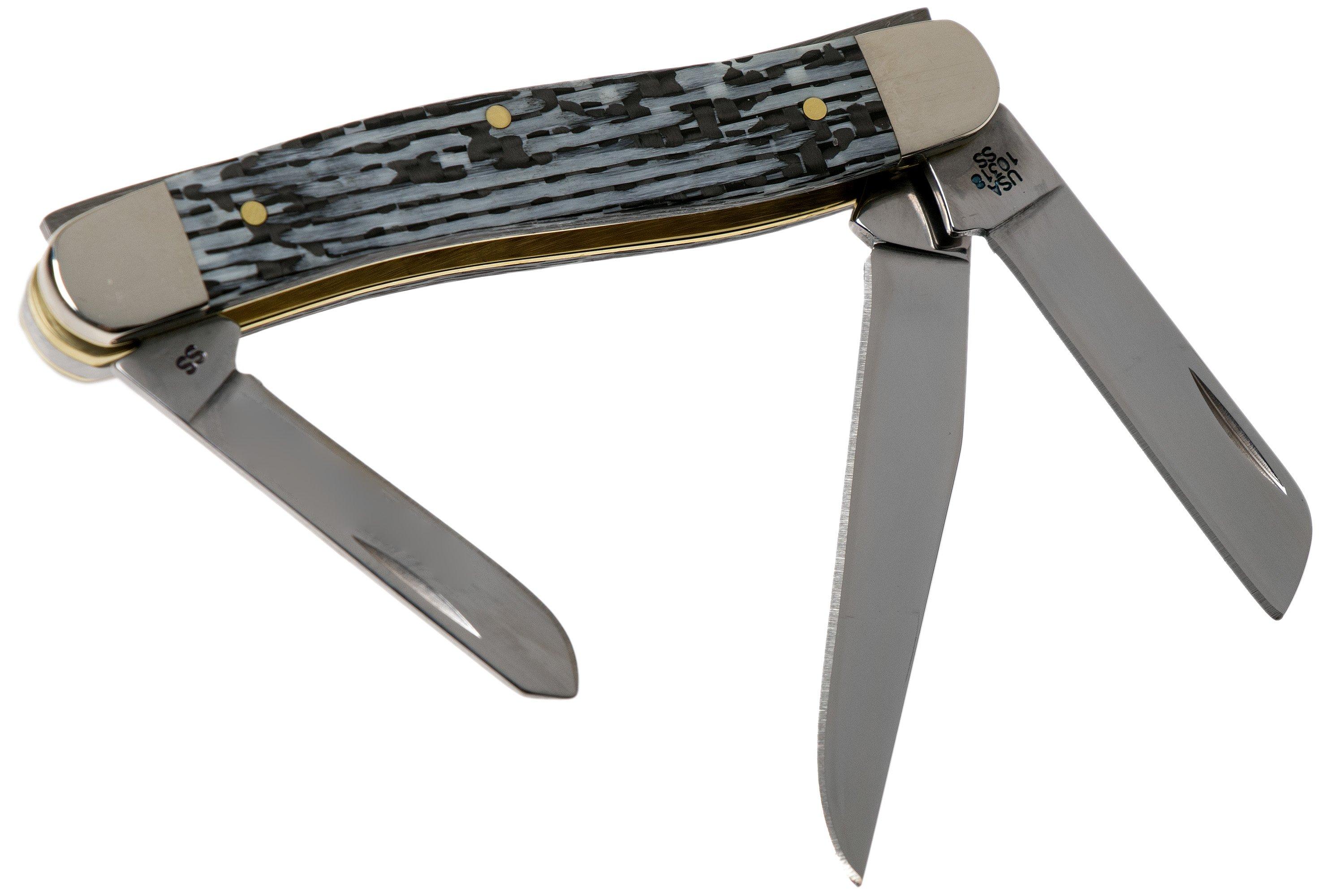 Case Medium Stockman White & Black Carbon Fiber-G10 Weave Smooth, 38923 ...