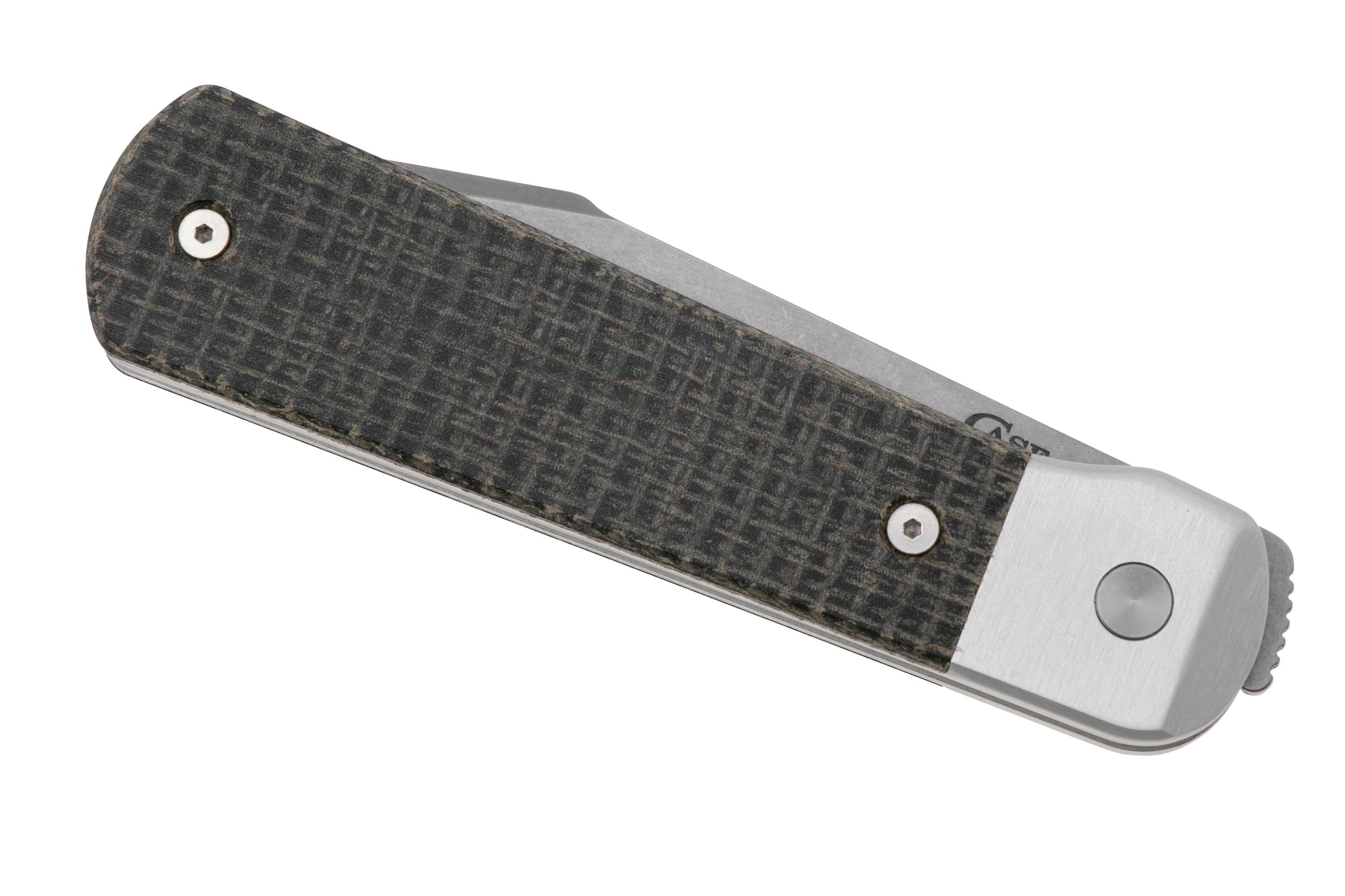 Case Longhouse 50910 Stonewashed CPM 20CV Black Burlap Micarta, pocket ...