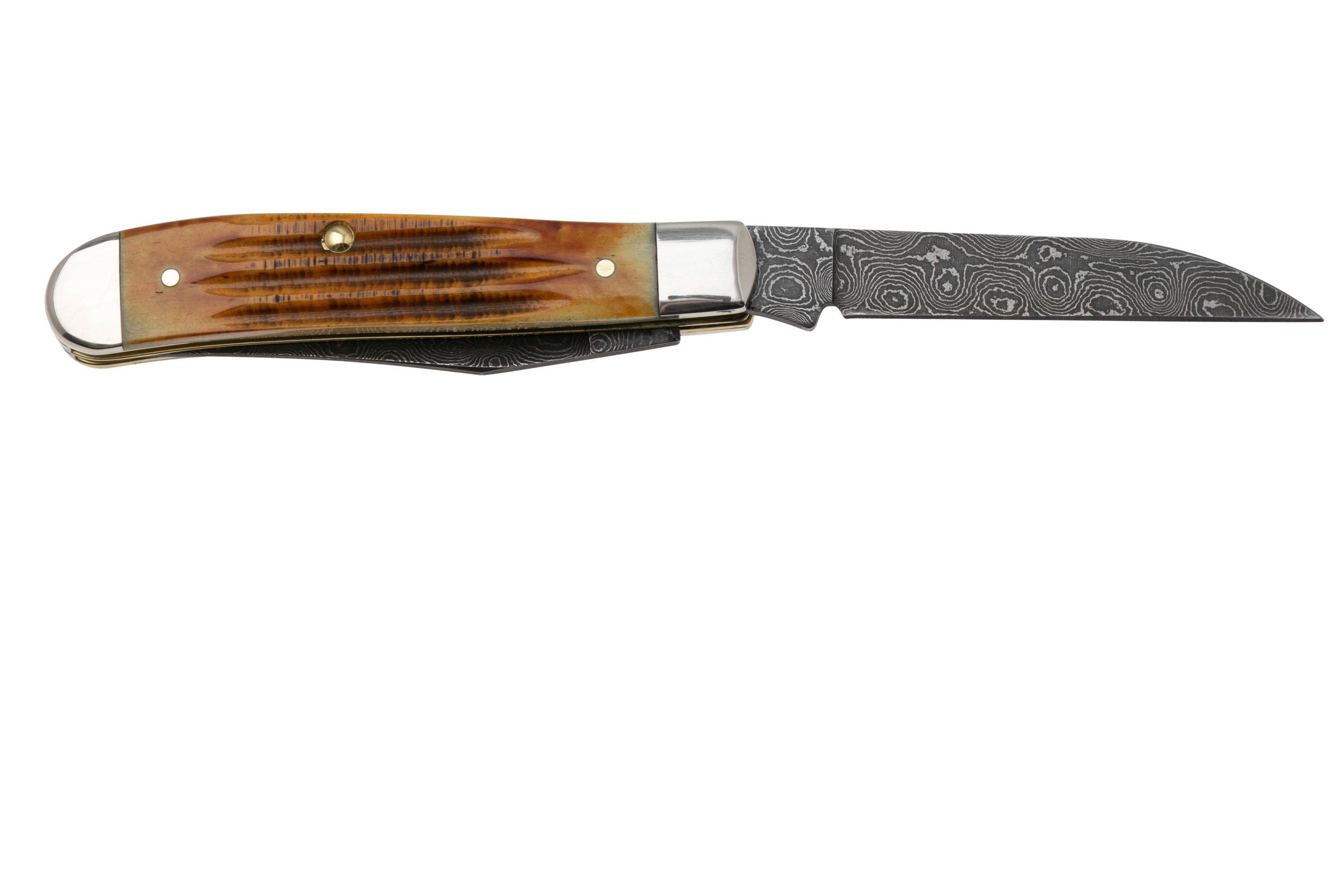 Case Mini Trapper 52422 Burnt Goldenrod Damascus 6207W pocket knife ...