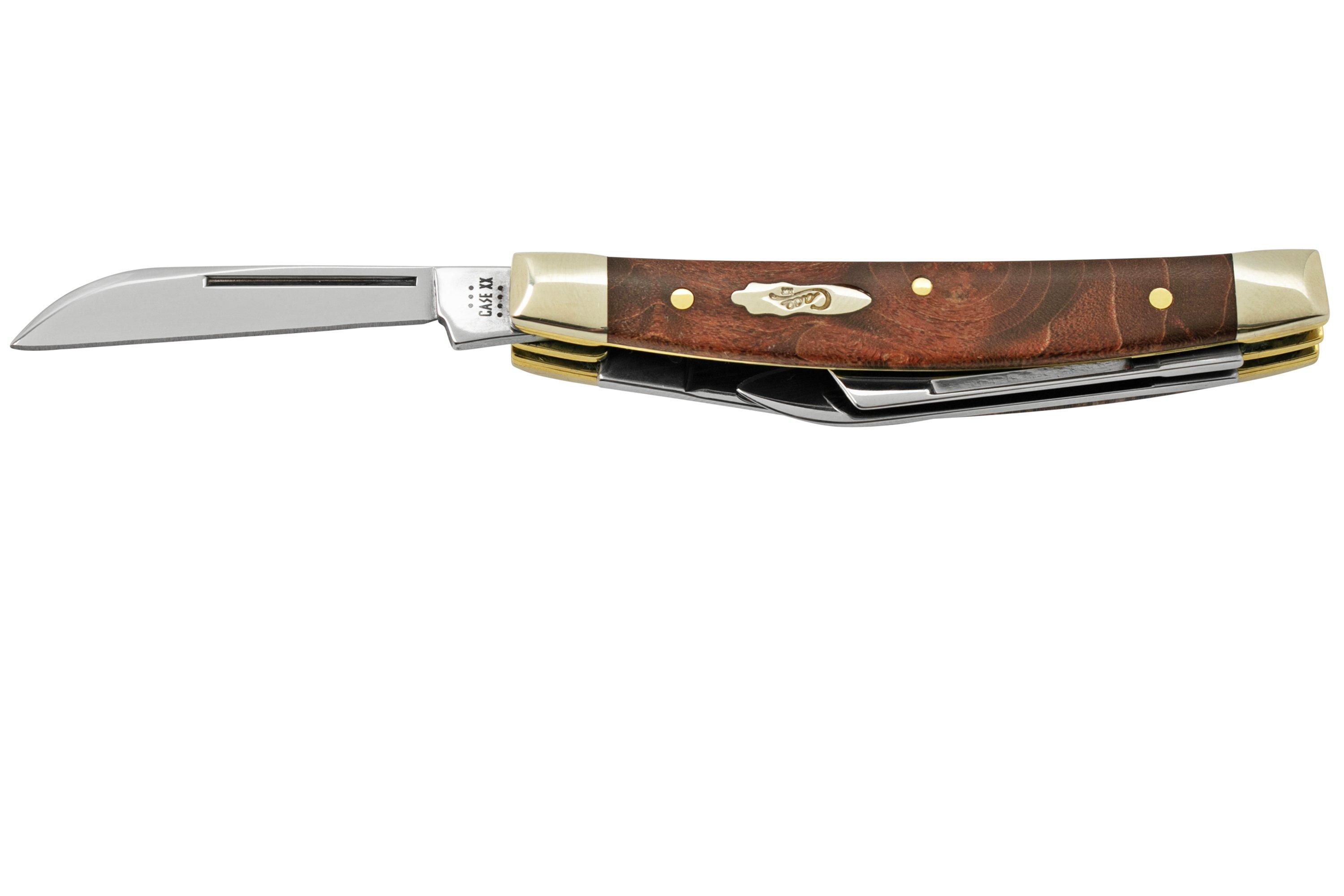 Case Small Congress 64069, 7468 SS Brown Maple Burl Wood, pocket knife ...