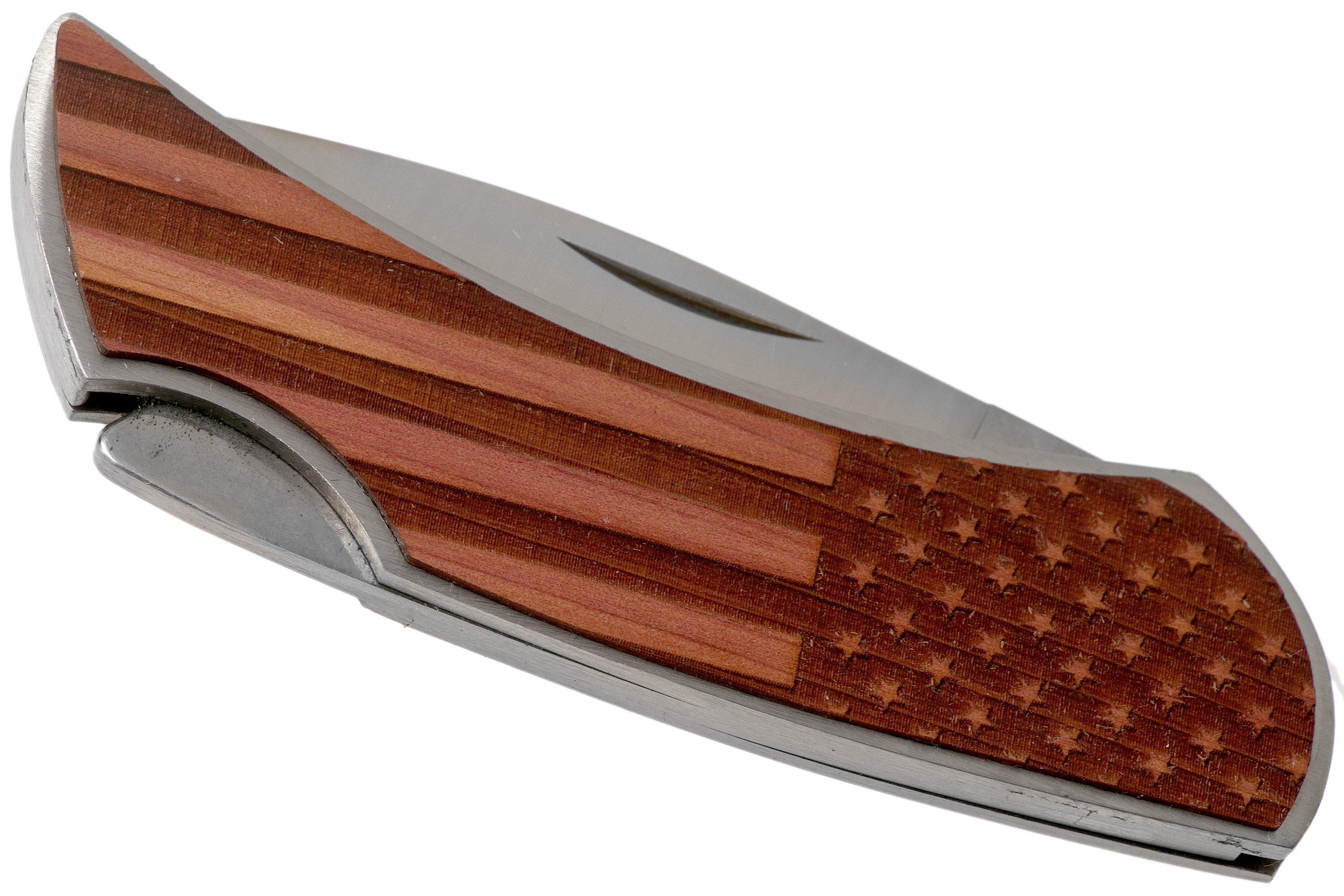 Case x Woodchuck Executive Lockback Brushed Stainless, Flag, 64324 ...