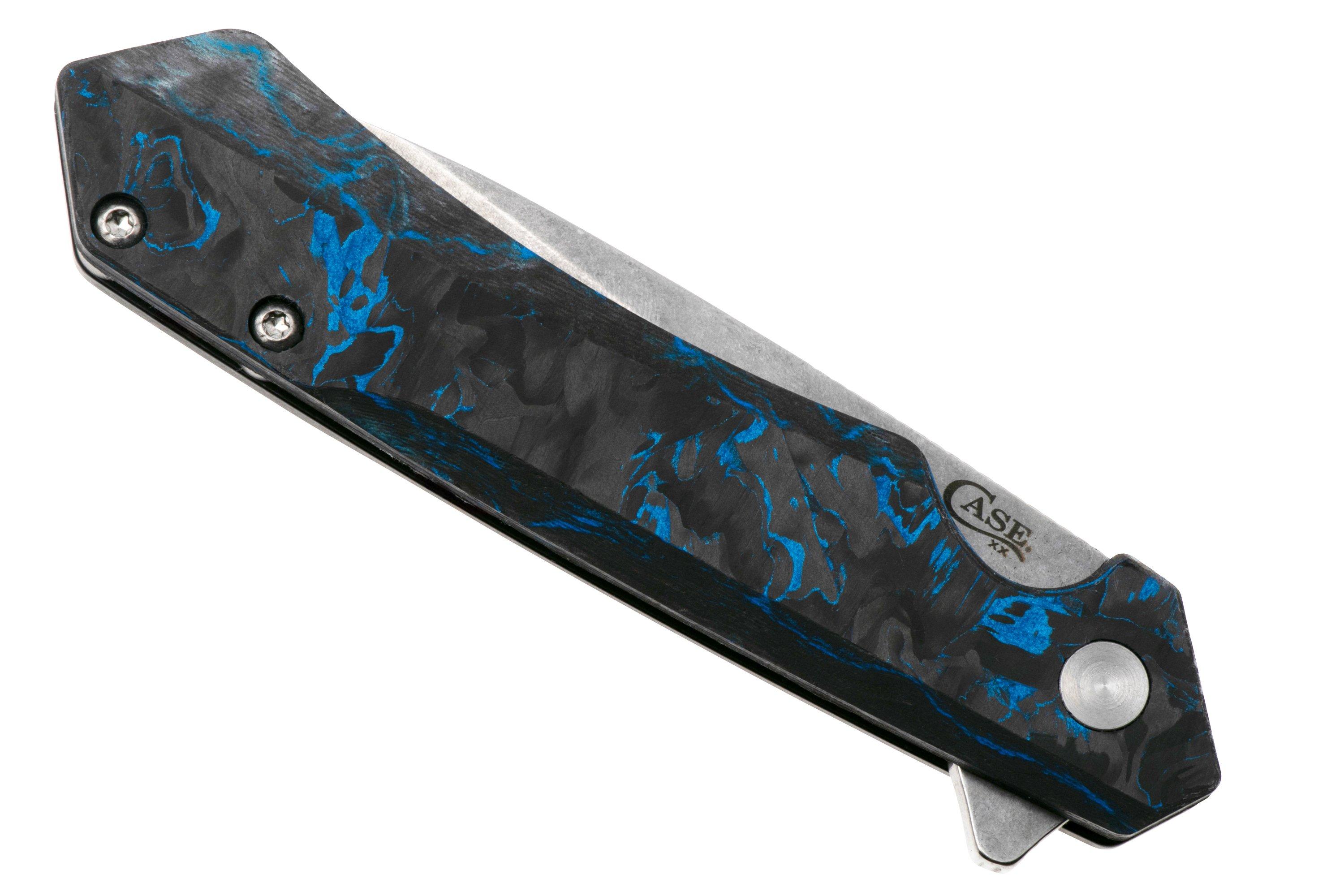 Case The Kinzua, Blue & Black Marbled Carbon Fiber, Spear Blade S35VN ...