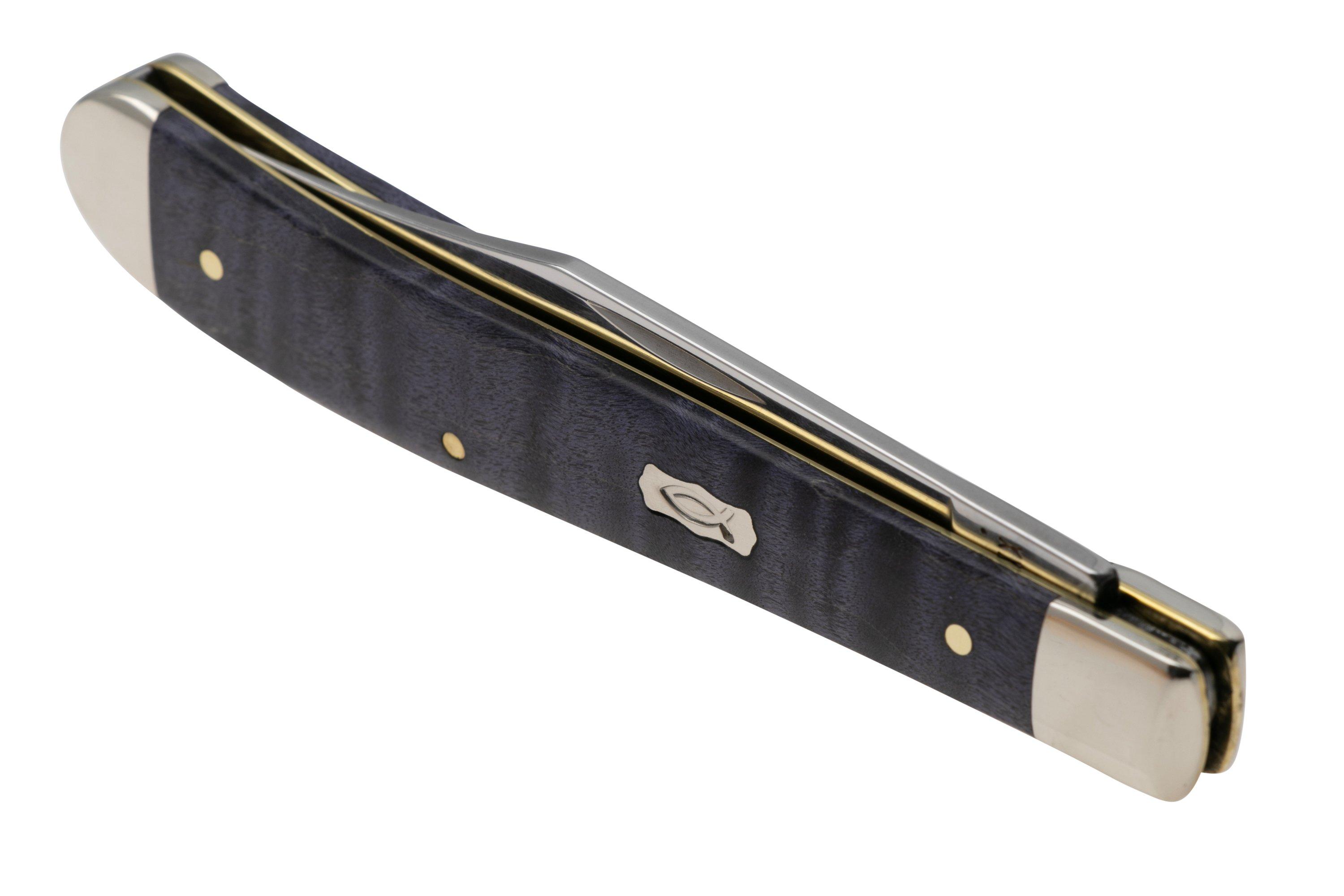Case Slimline Trapper 80546 Smooth Purple Curly Maple 71048 SS coltello ...